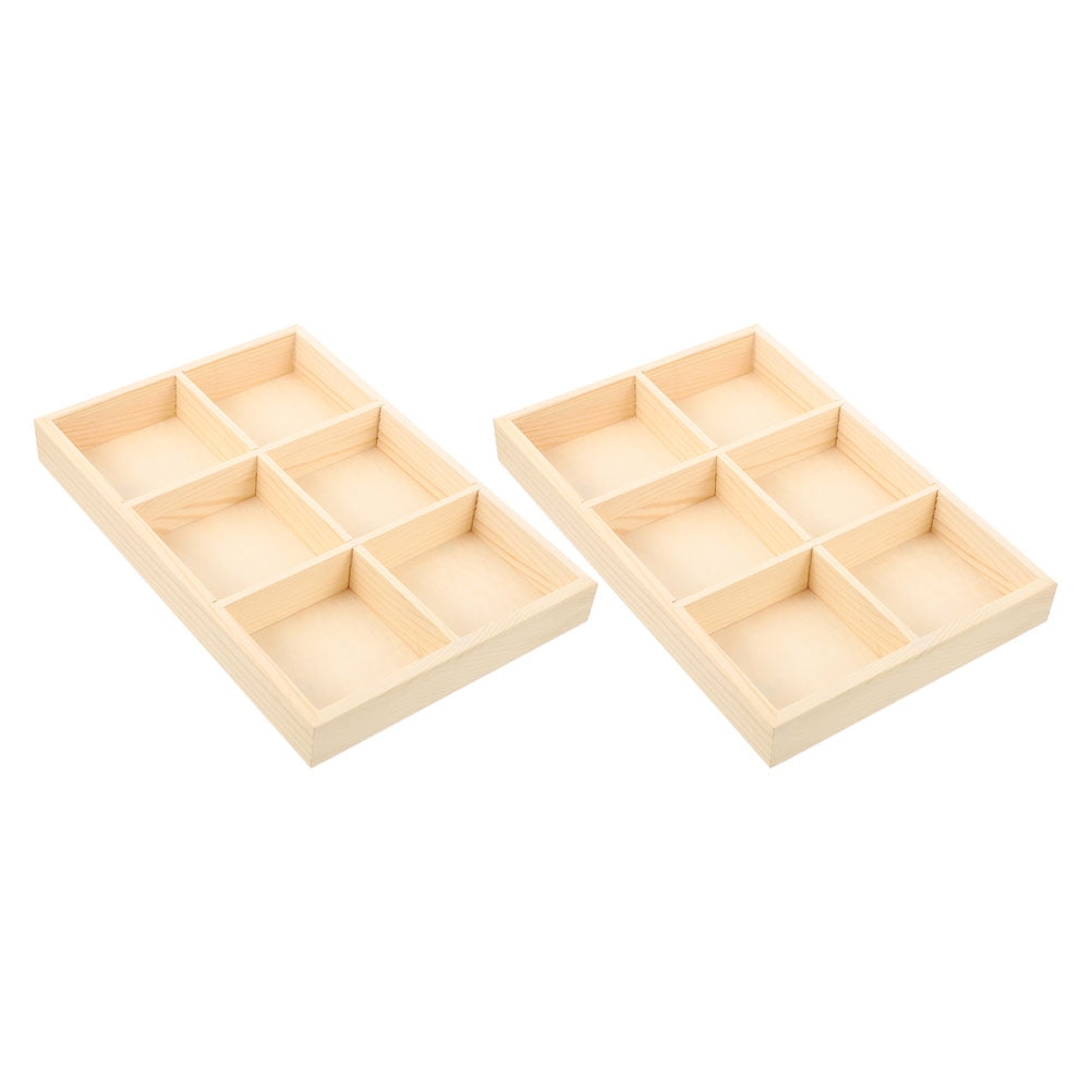 HOMEMAXS Wooden Organizer Box With 6 Compartments Decorative Wooden ...