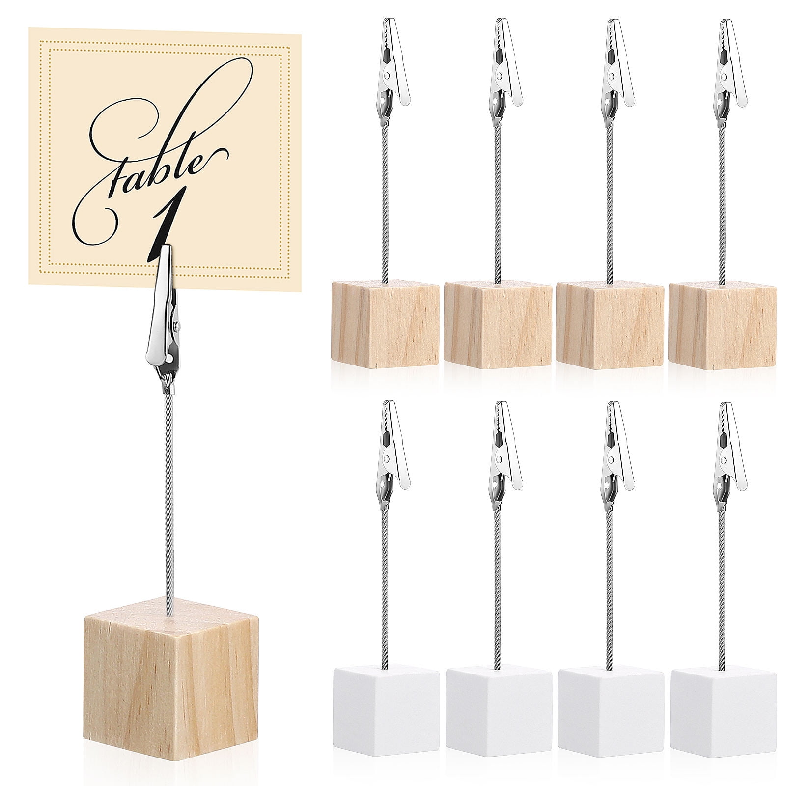 HOMEMAXS Wooden Picture Holders with Clips for Photo Notes Sturdy ...