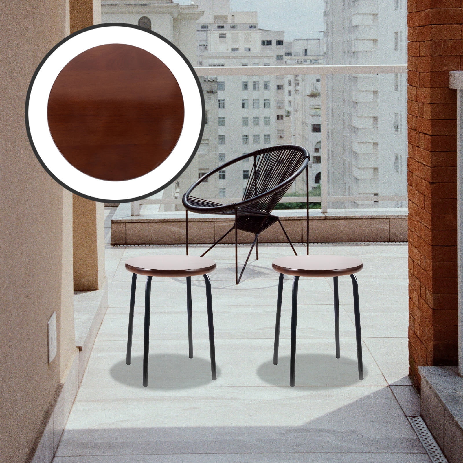 HOMEMAXS Wooden Round Bar Stool Seat Replacement Dark Brown for Stool ...