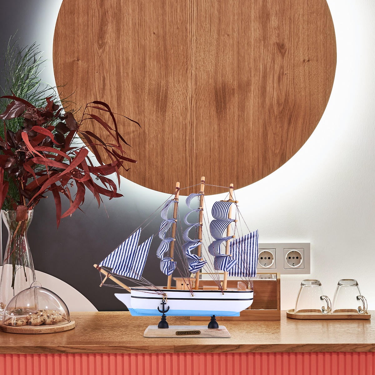 Wooden Sailing Ship Model for Decor Made of Synthetic Material with ...