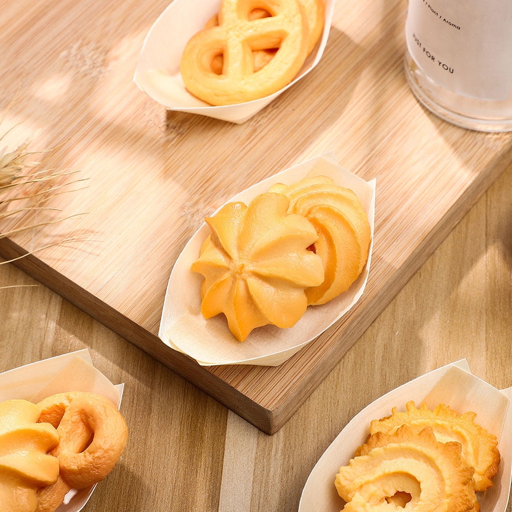 WEUVEB Sushi Boat Plates Pine Wood 250Pcs 8.5X6X2.5in Weddings ...