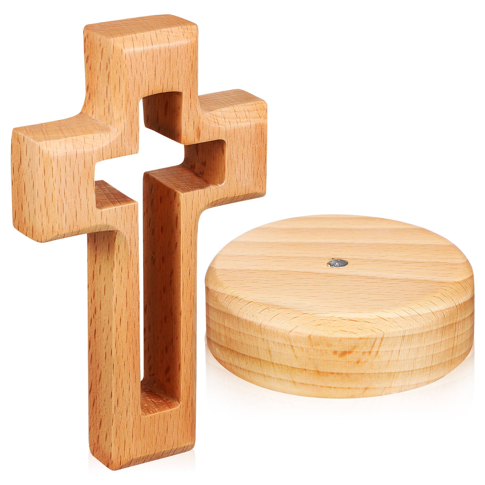 HOMEMAXS Wooden Table Cross Wood Standing Cross with Base Stand for ...