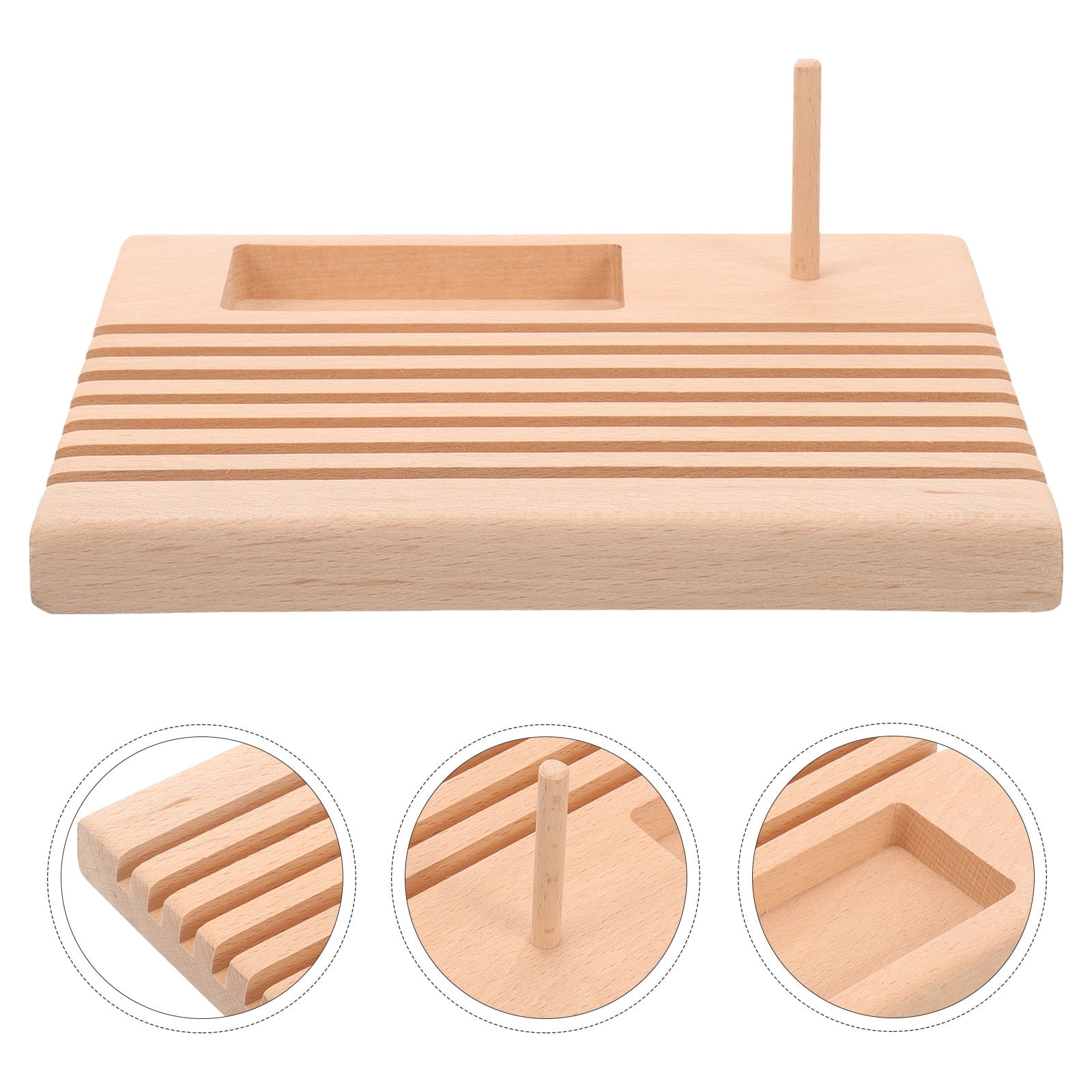 Wooden Thread Holder for Storage Use Beige Color Stable Base Design ...