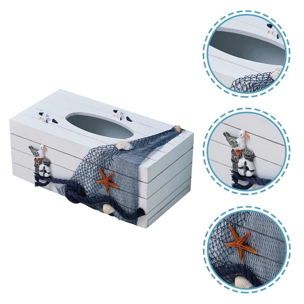 HOMEMAXS Wooden Tissue Box Holder with Mediterranean Style for Home ...