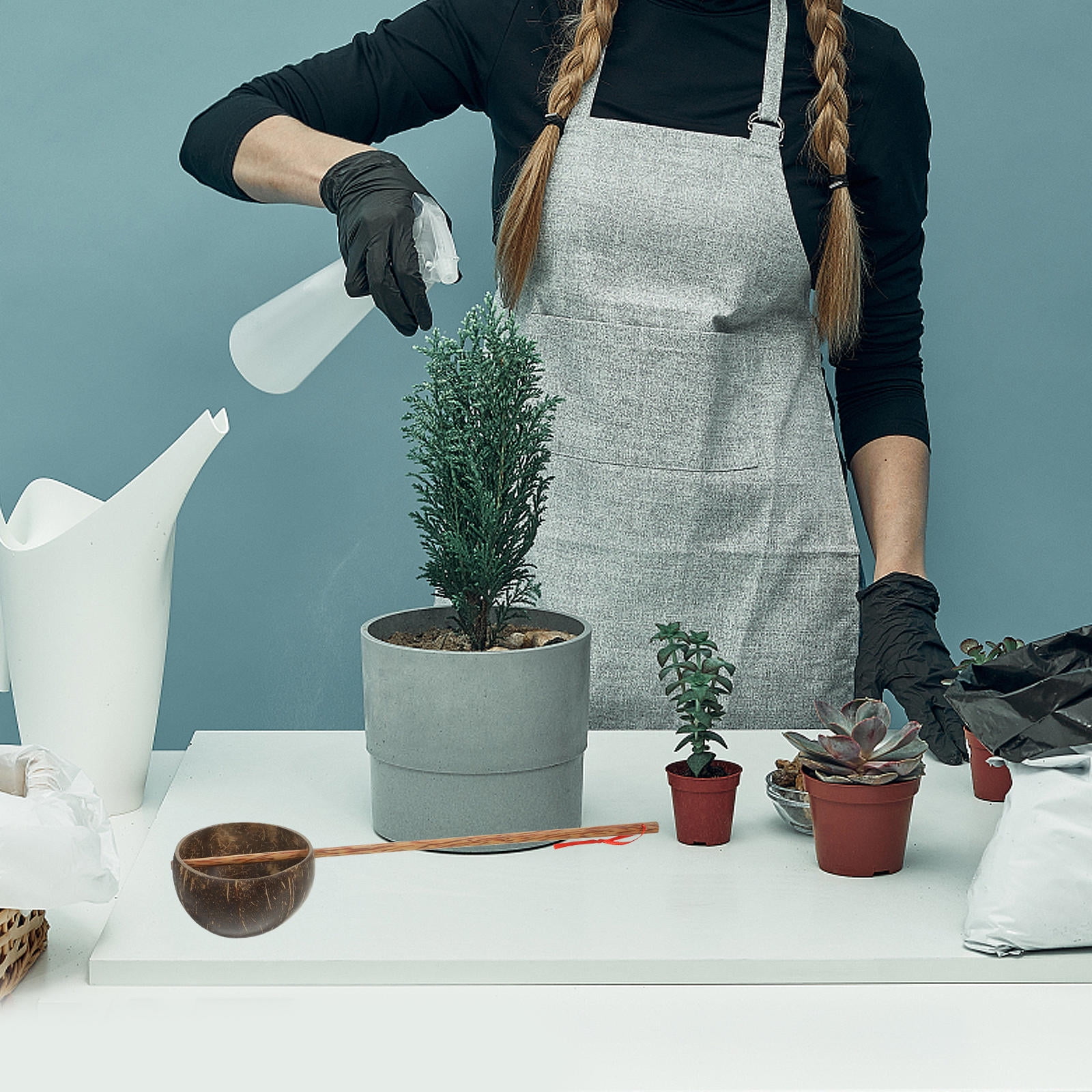 HOMEMAXS Wooden Water Scoop with Sturdy Coconut Shell Design for Kids ...