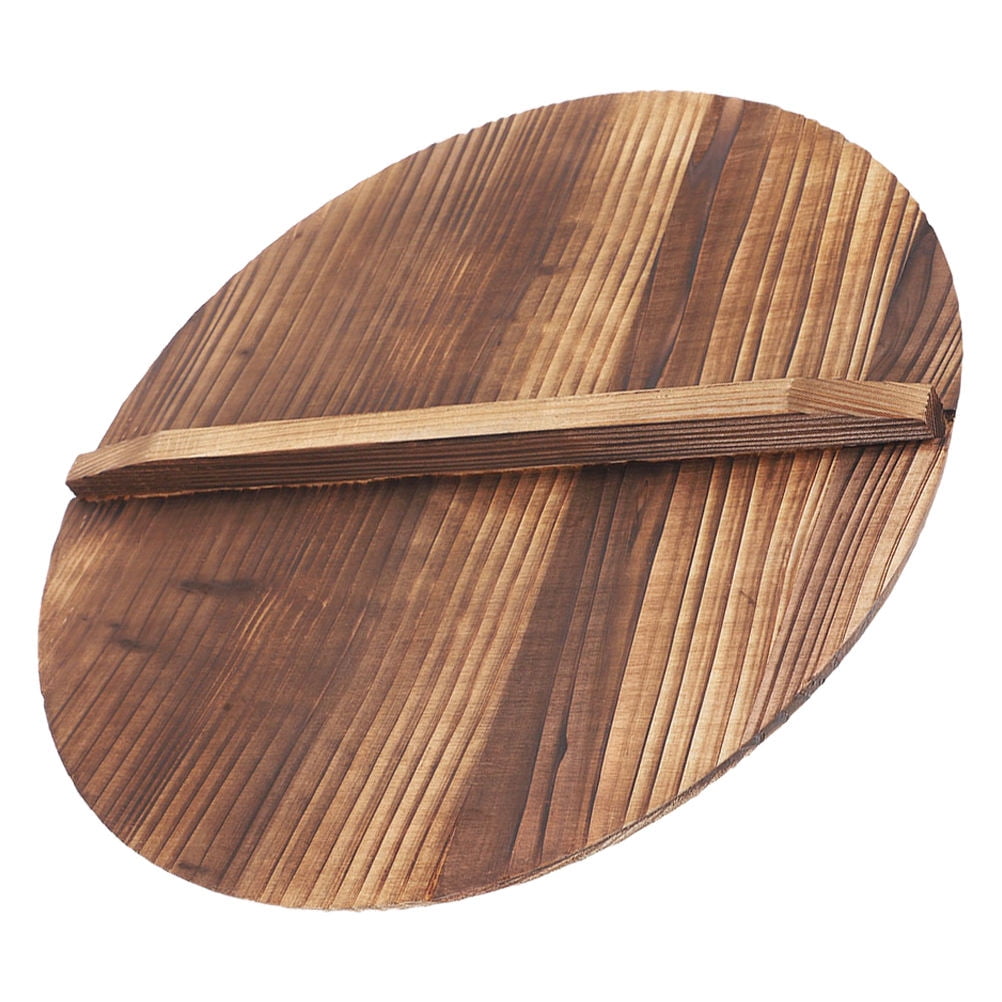 HOMEMAXS Wooden Wok Lid for Daily Use Lightweight and Anti Oil ...