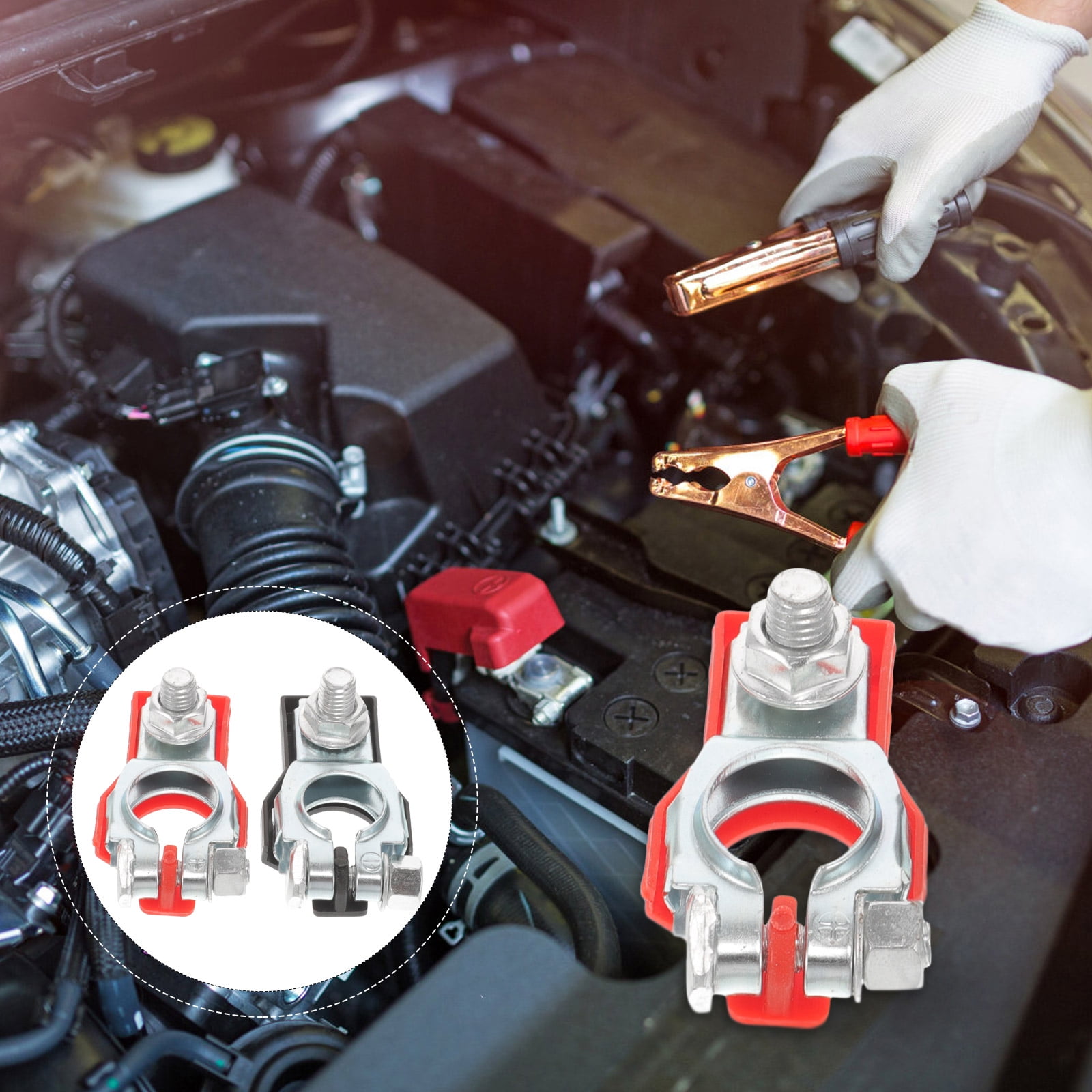 HOMEMAXS Worgeous 2pcs Vehicle Battery Connector Wiring Clamp for ...