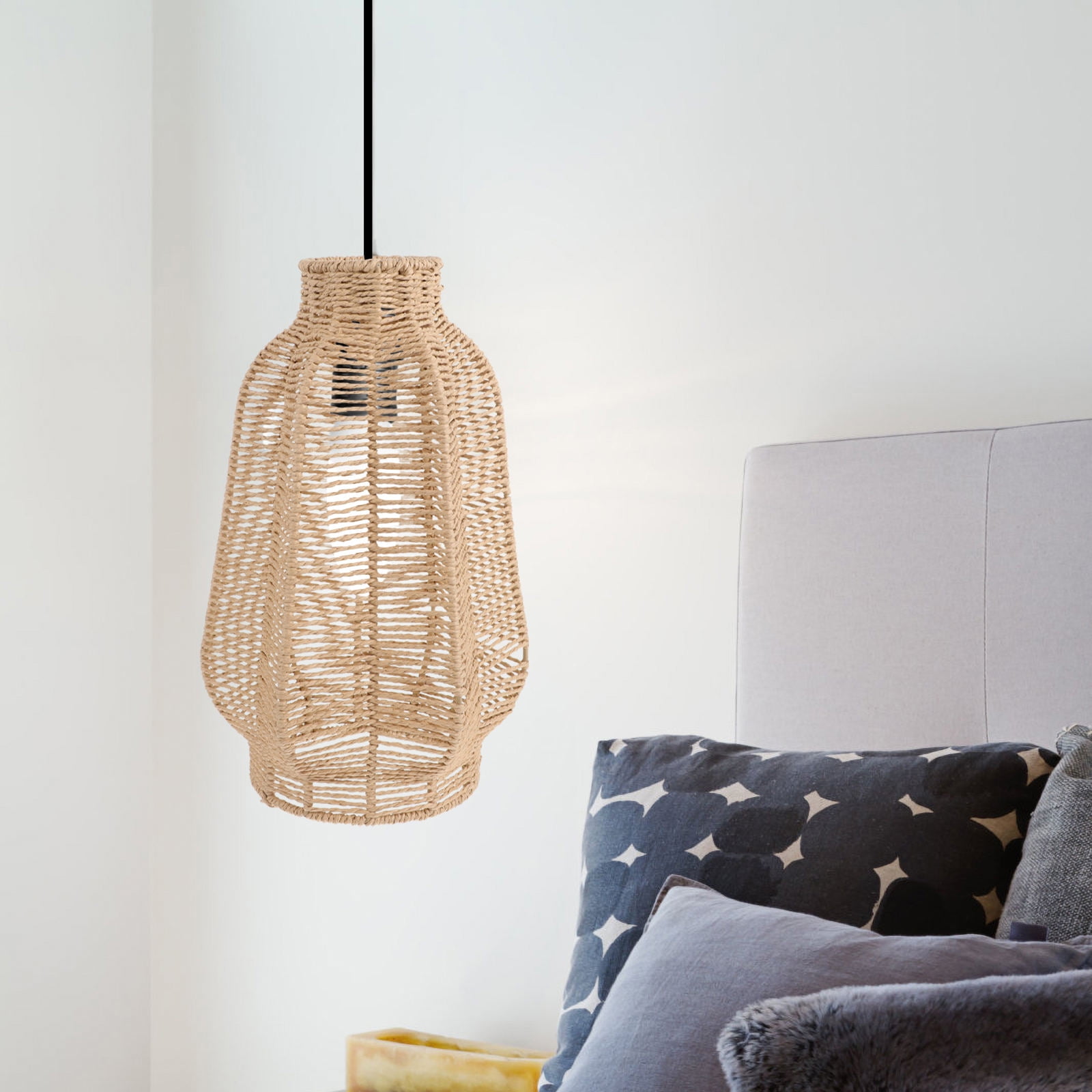 IFANLANDOR Handwoven Lamp Shade Light Brown 1Pcs 12.8x8in Paper Rustic ...