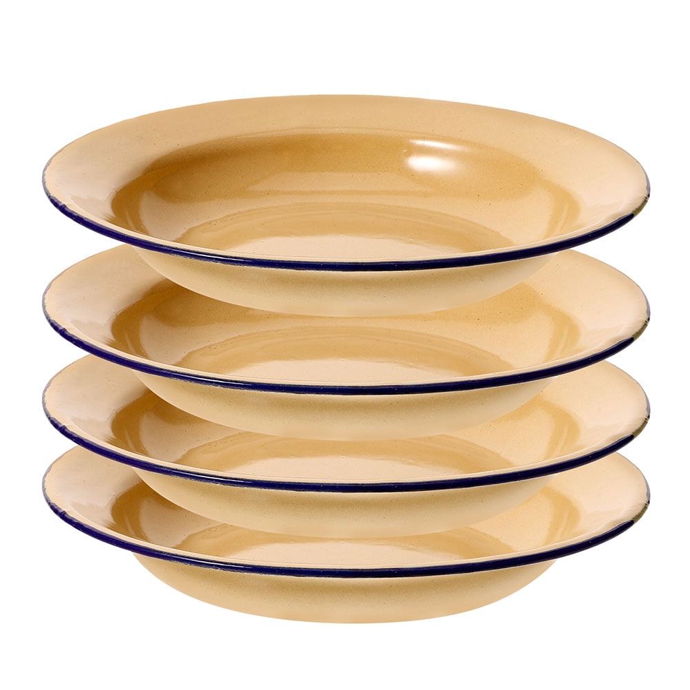 HOMEMAXS Yellow Enamel Plates for Kitchen Use with Smooth Edges and ...
