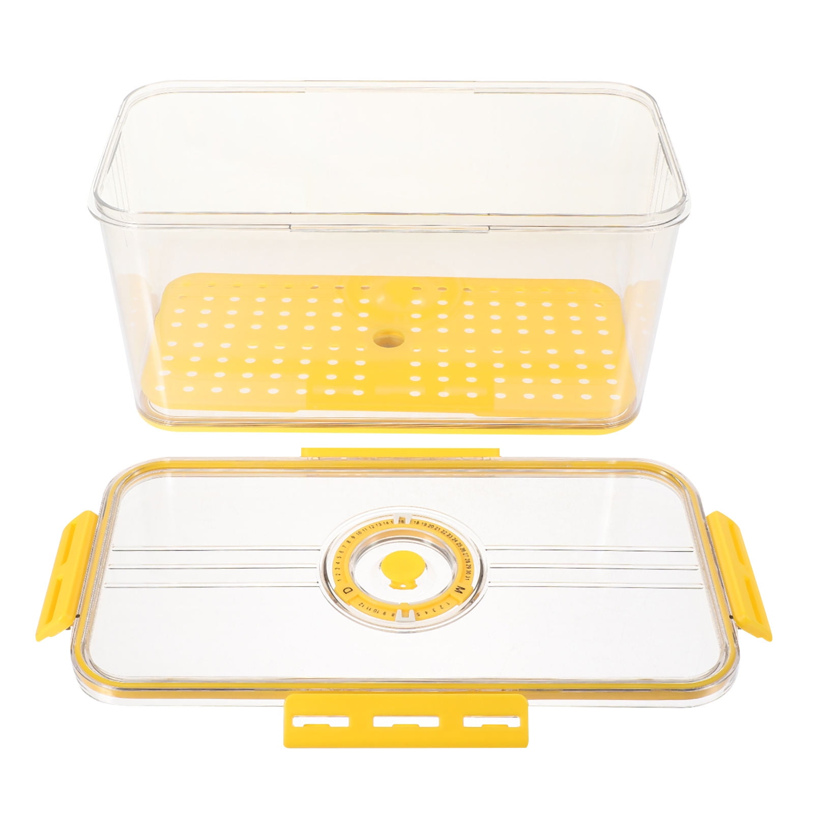 HOMEMAXS Yellow Fridge Food Container with Timing Lid and 4Sided Lock ...