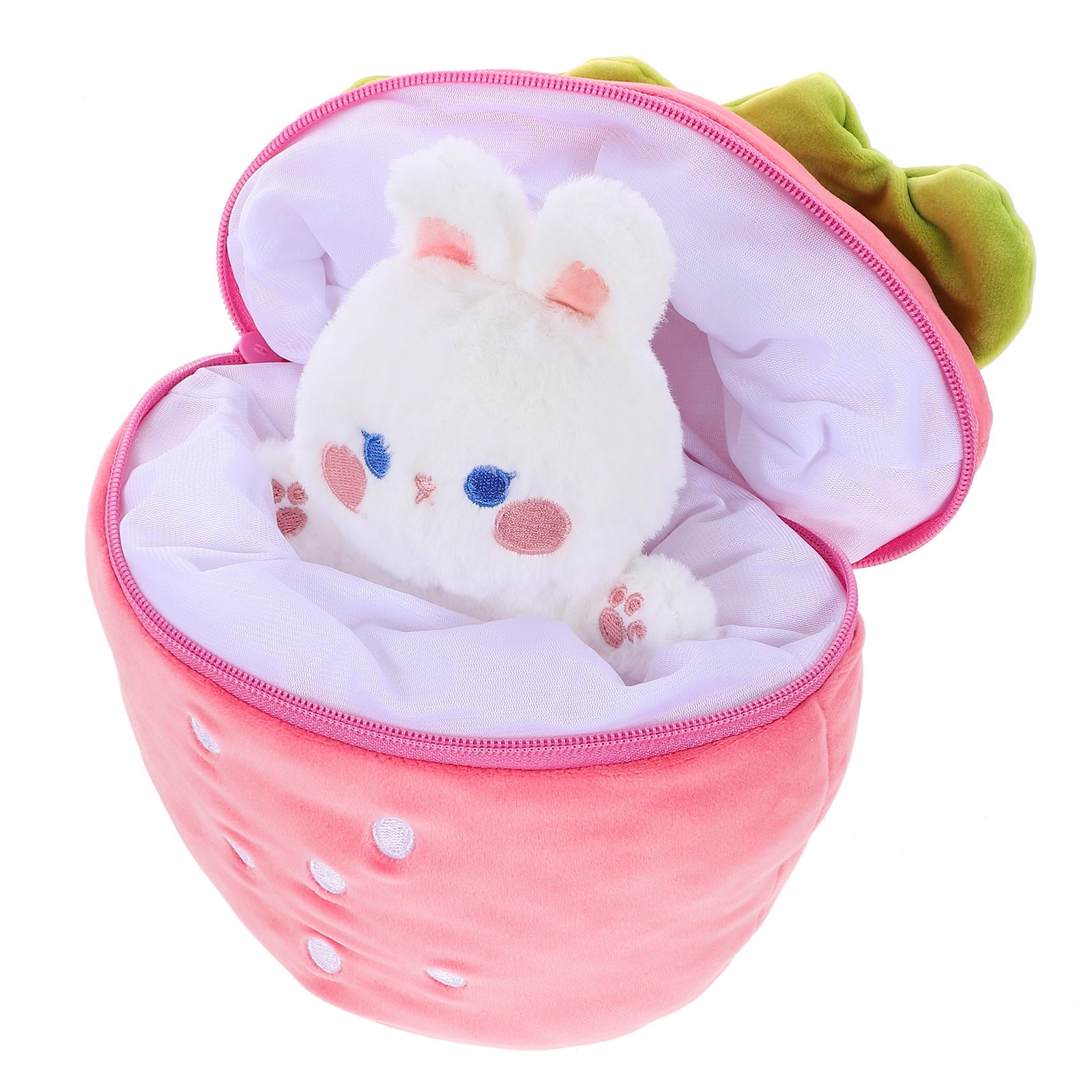 HOMEMAXS Zipper Transforms into Fruit Rabbit Plush Toy Baby Doll Bunny ...