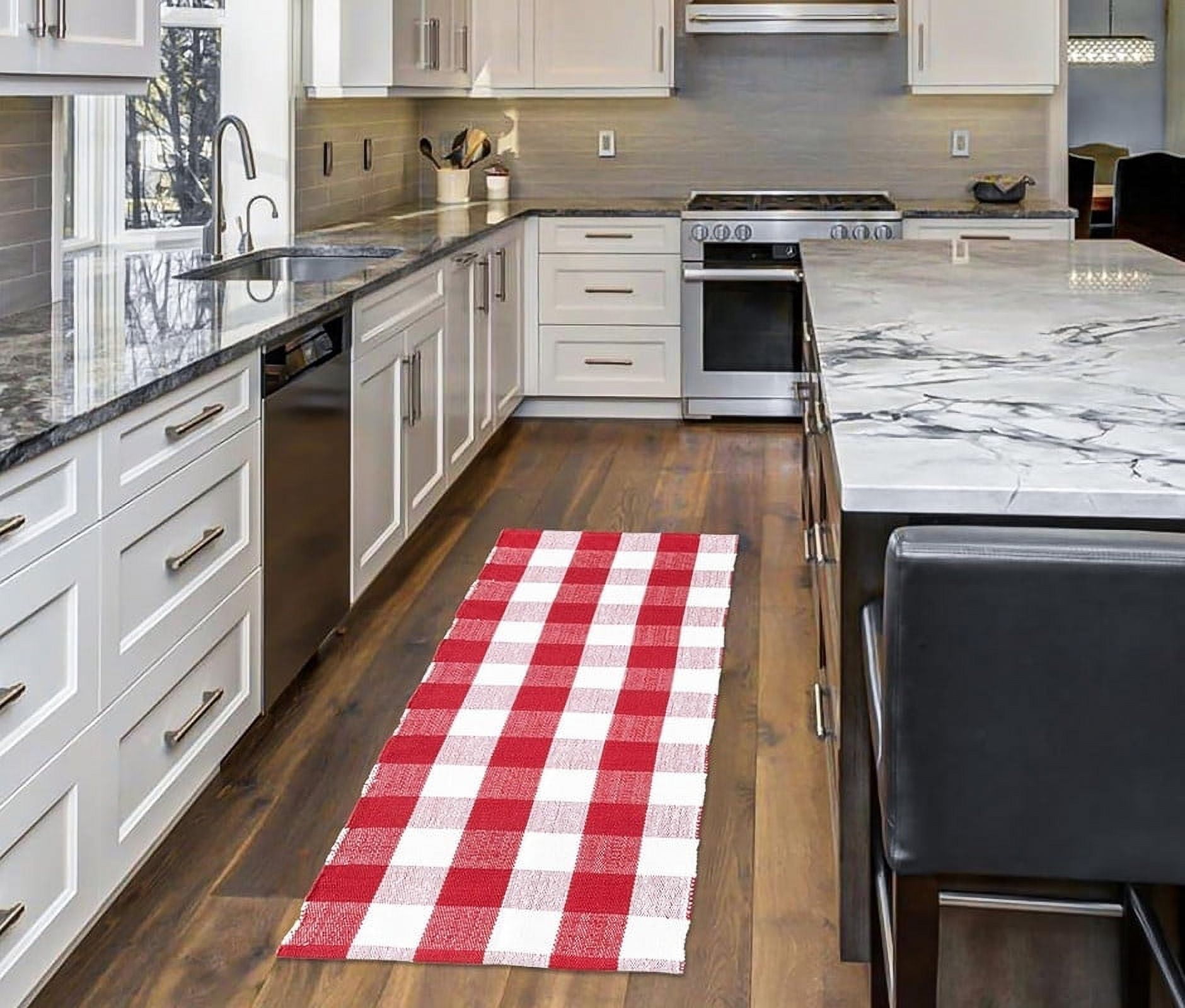 HOMEMONDE Buffalo Plaid Runner Rug 2x6 Ft - Cotton Hand-Woven ...