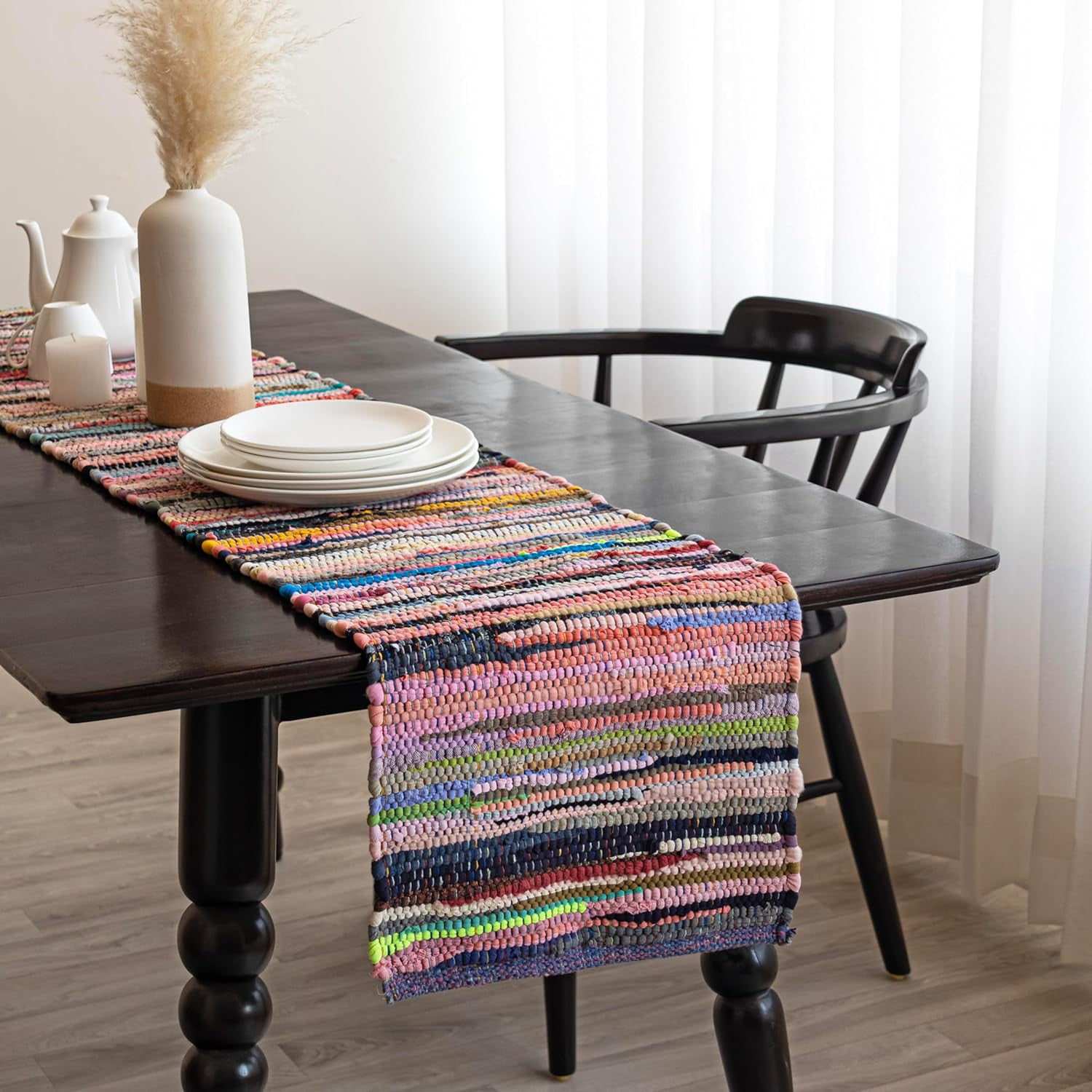 HOMEMONDE Multi - Colorful Boho Rag Table Runners Christmas Holiday ...