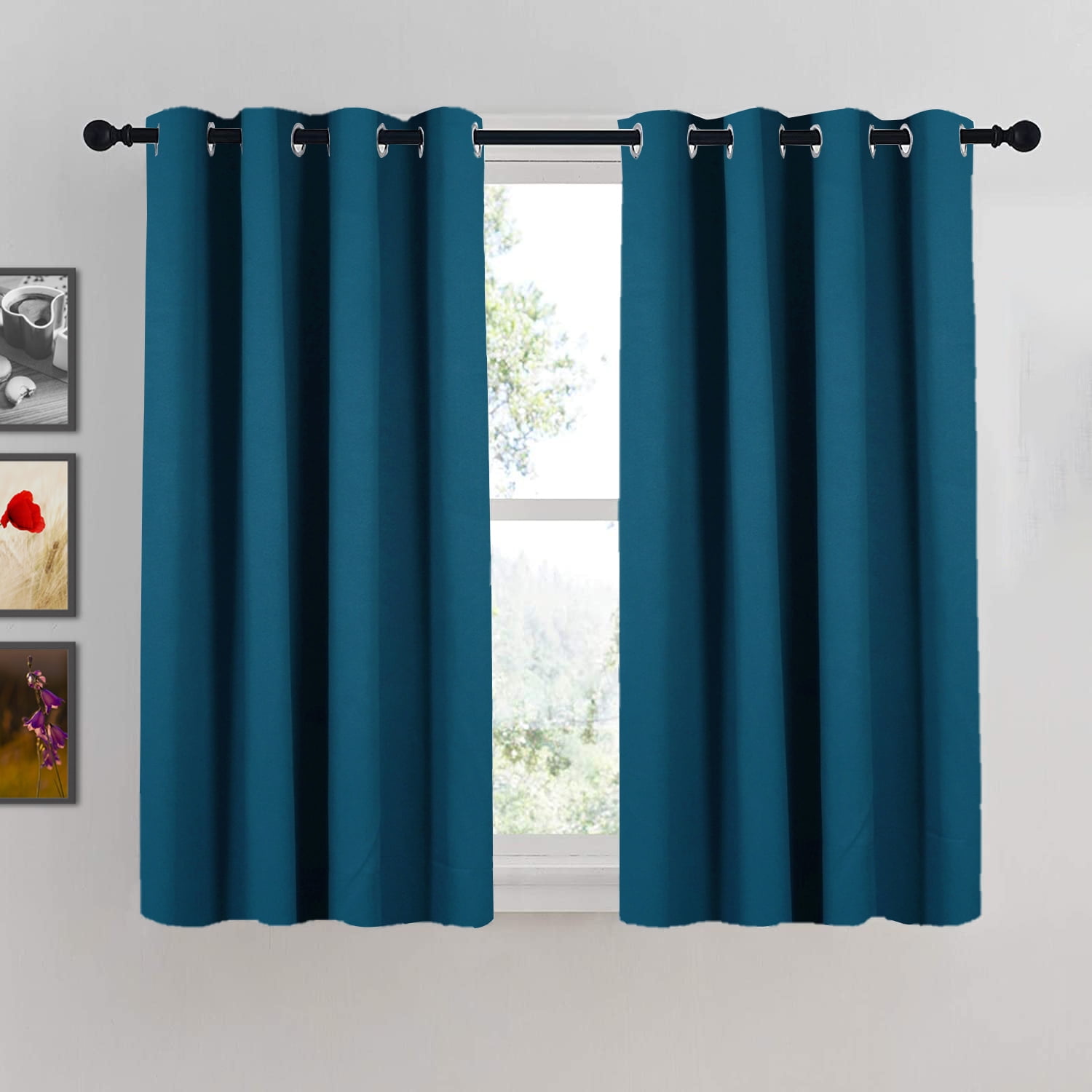 HOMEMONDE Room Darkning Blackout Curtains 63 Inch Long Thermal Insulated Bedroom Curtain 2 ...