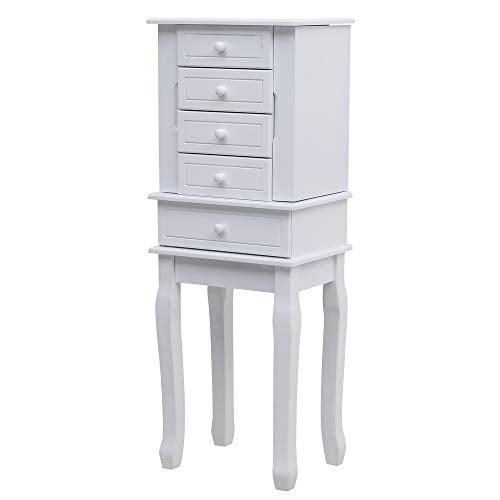 HOMEN Jewelry Cabinet Armoire Box Chest Wood Standing Storage Organizer ...