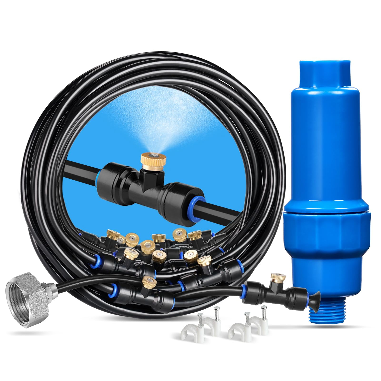 HOMENOTE Misting System with Filter, 59FT (18M) Misting 20 Brass Mist ...