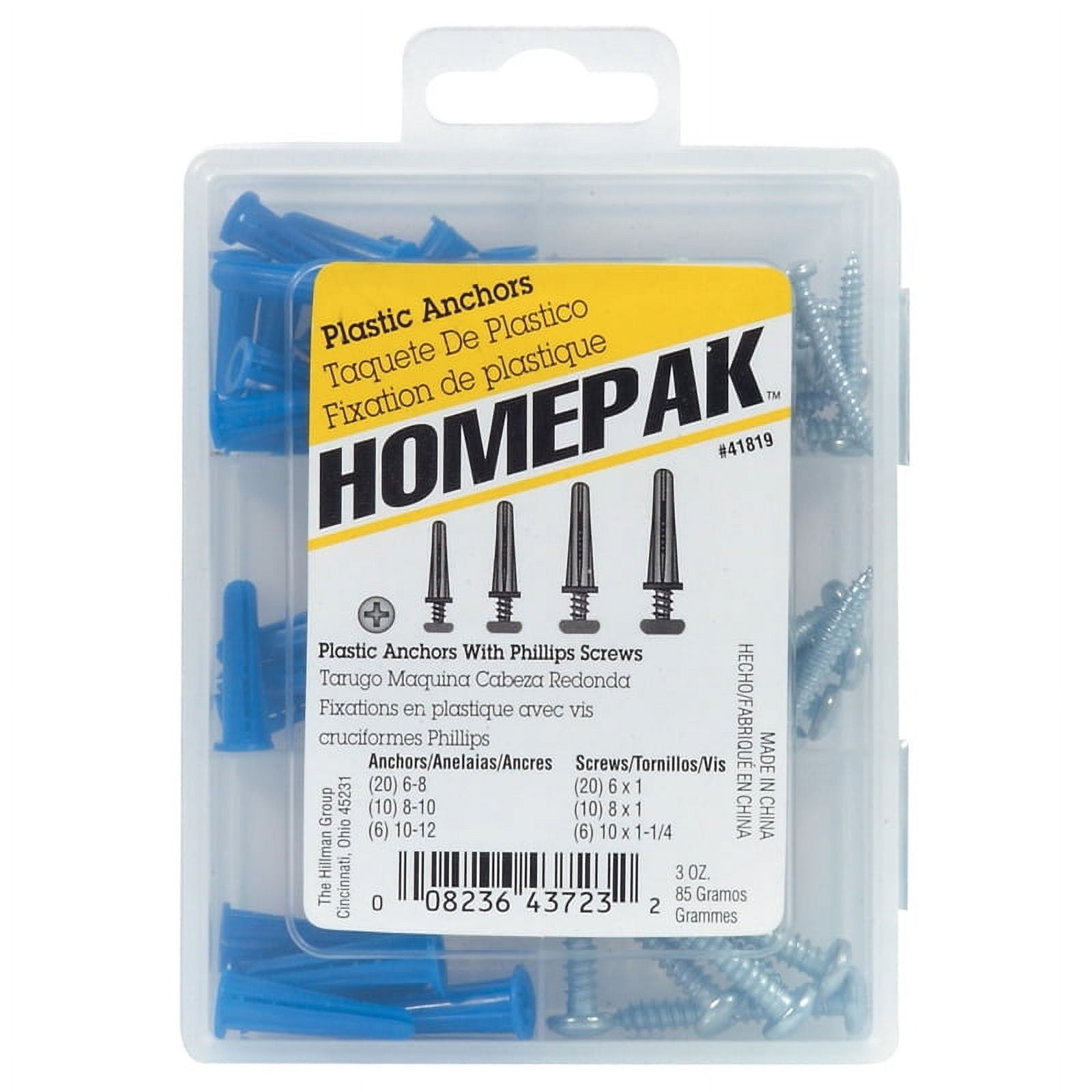 HOMEPAK 41819 Plastic Anchors with Screws - Walmart.com