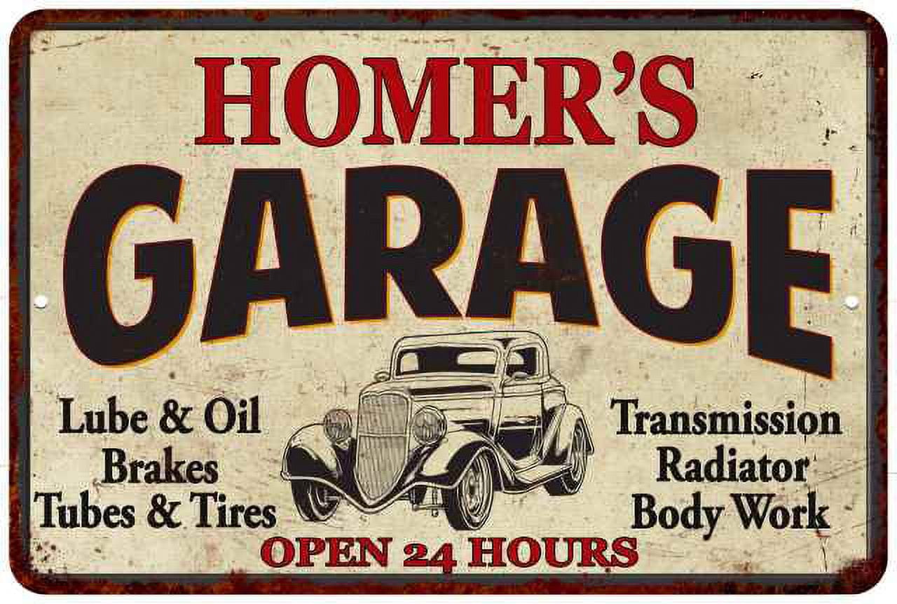 HOMER'S Garage Man Cave Metal Sign Decor 8x12 108120014324 - Walmart.com