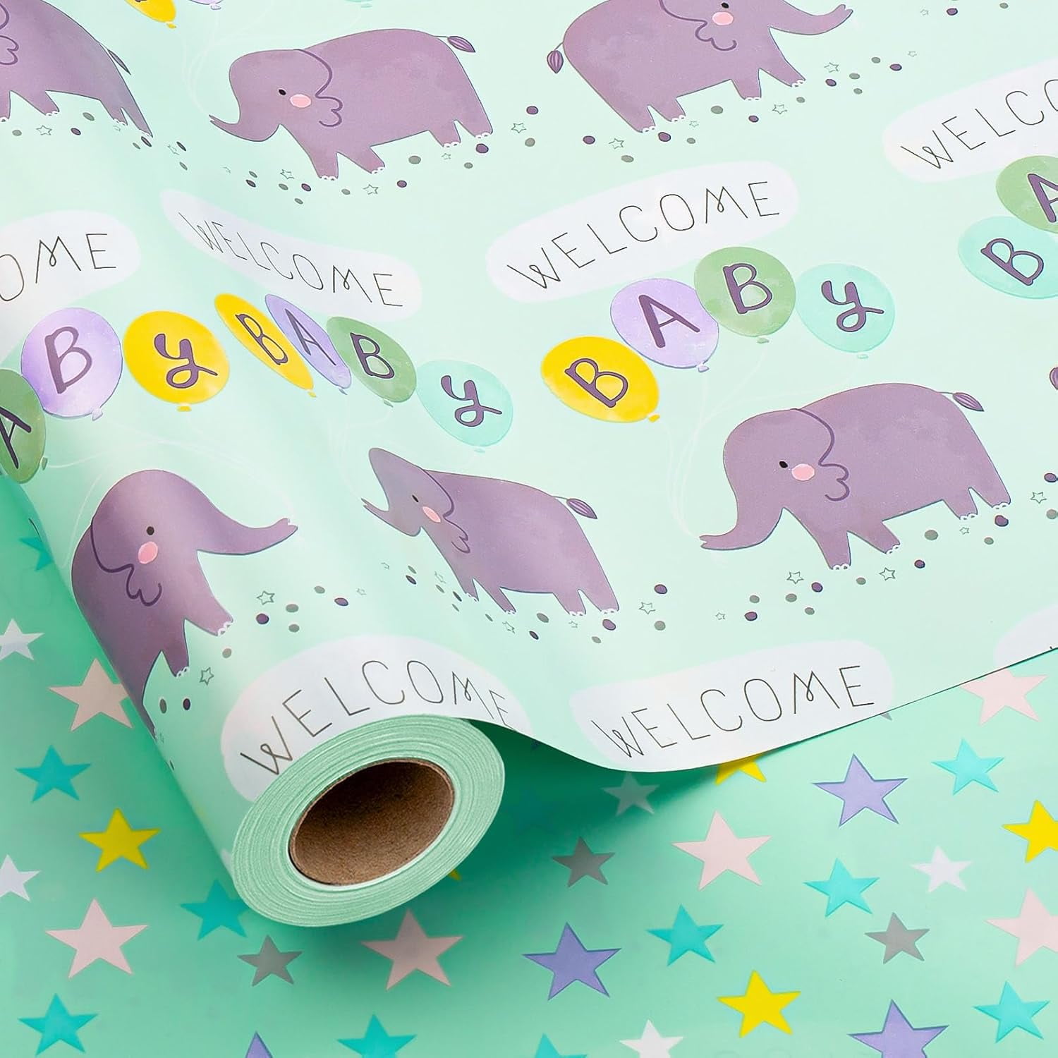HOMERAL Baby Shower Wrapping Paper Roll - 17Inch x 33Feet - Cute ...