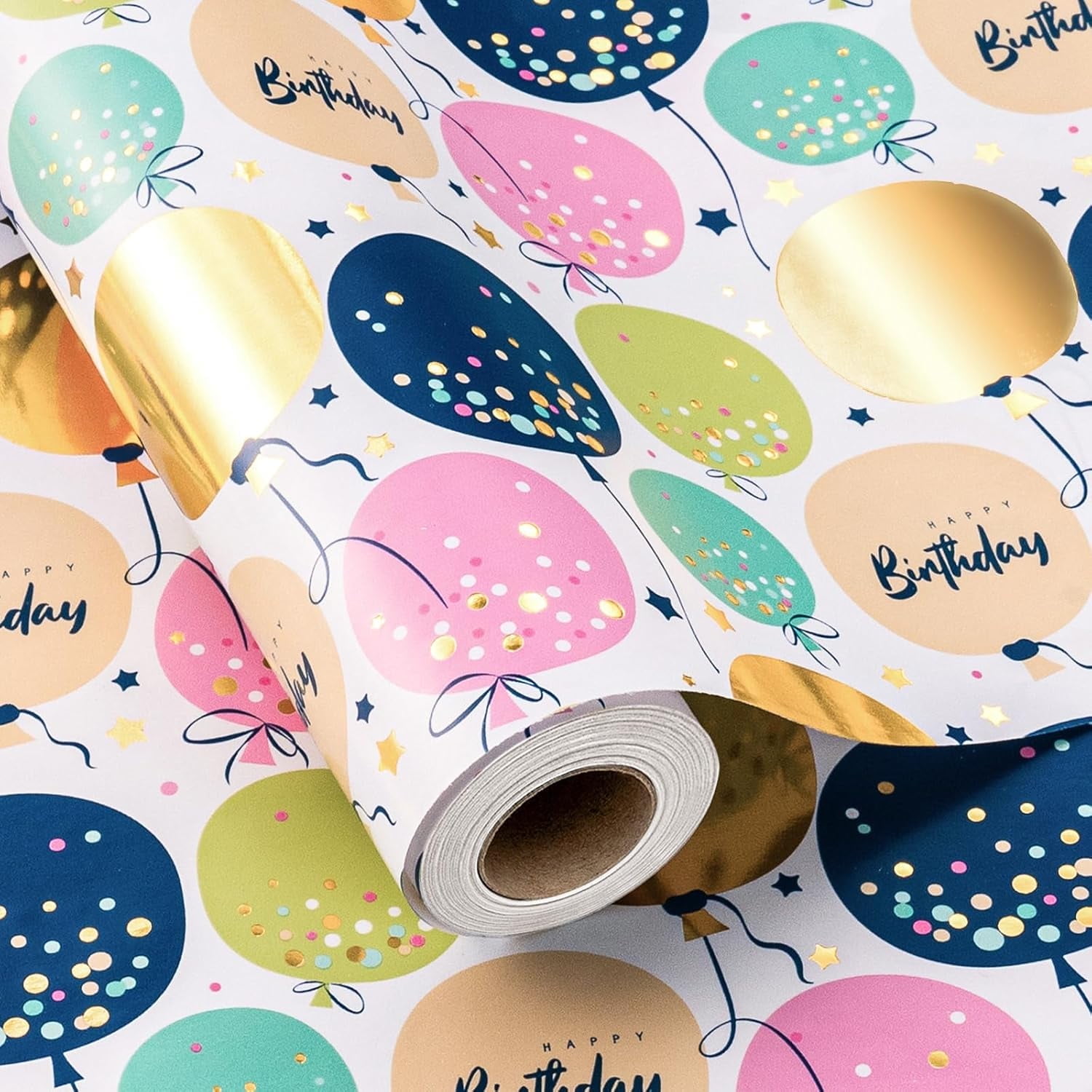 HOMERAL Birthday Wrapping Paper - Mini Roll - 17 Inch X 32.8 Feet ...