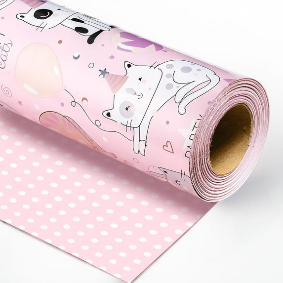 HOMERAL Cat Wrapping Paper, Reversible Birthday Wrapping Paper Roll, 17 ...