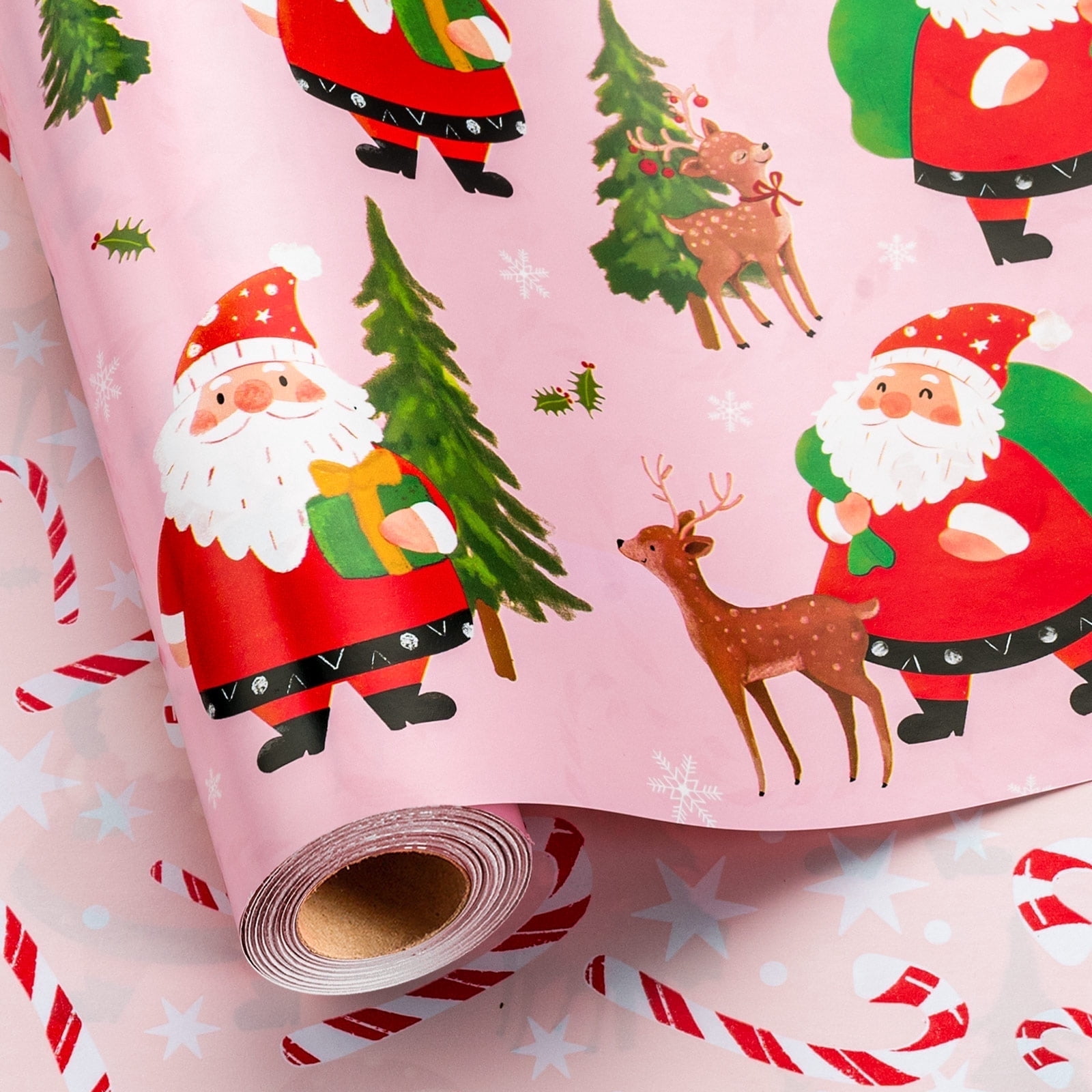 HOMERAL Christmas Wrapping Paper Roll - Kraft Gift Wrap with Reindeer ...