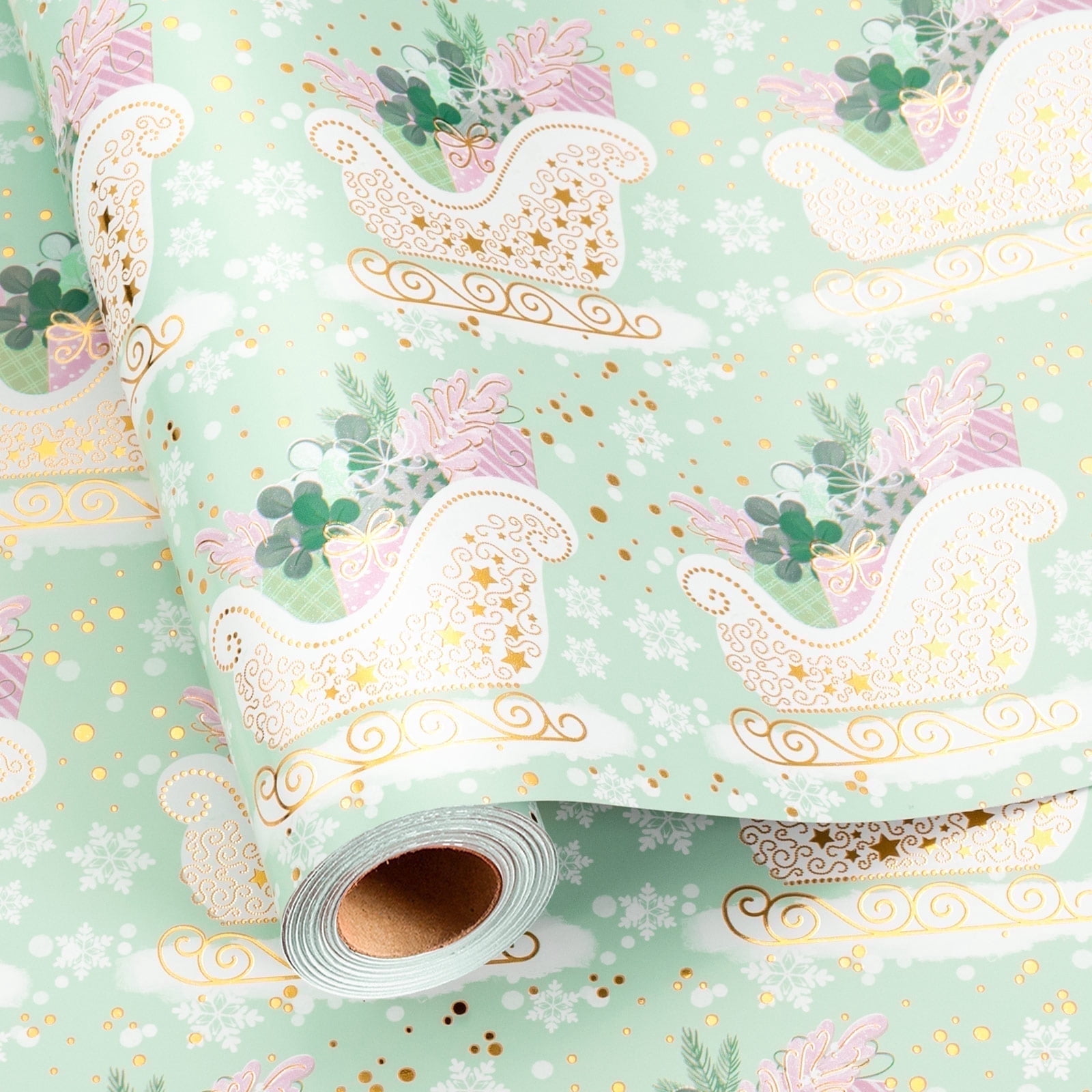 HOMERAL Christmas Wrapping Paper Roll - Light Green Gift Wrap with ...
