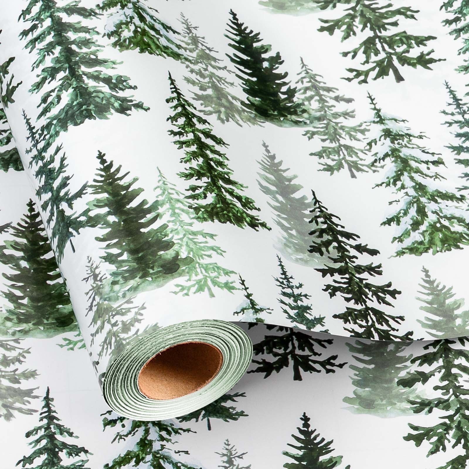 HOMERAL Christmas Wrapping Paper Roll - White Christmas Tree Gift Wrap ...