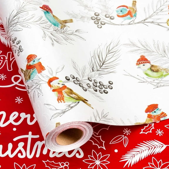 HOMERAL Christmas Wrapping Paper Roll - Kraft Gift Wrap with Santa ...