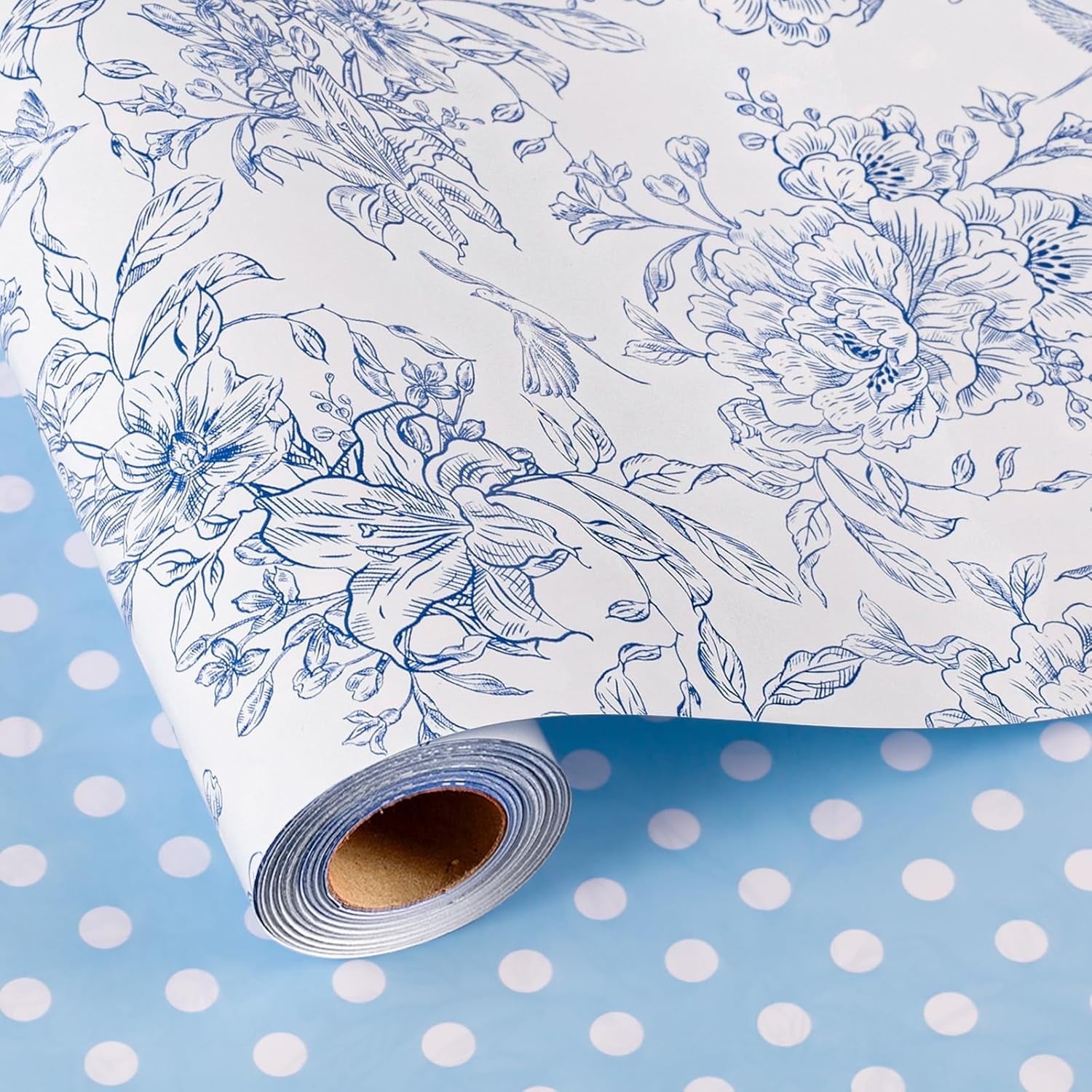 HOMERAL Pink Flower Wrapping Paper, Reversible Pink Wave Point Gift ...