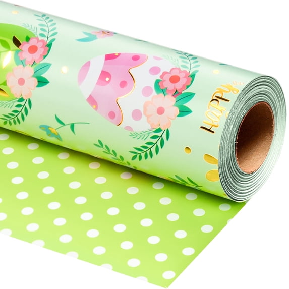 HOMERAL Easter Wrapping Paper Roll - 17 Inch X 33 Feet - Green Easter ...