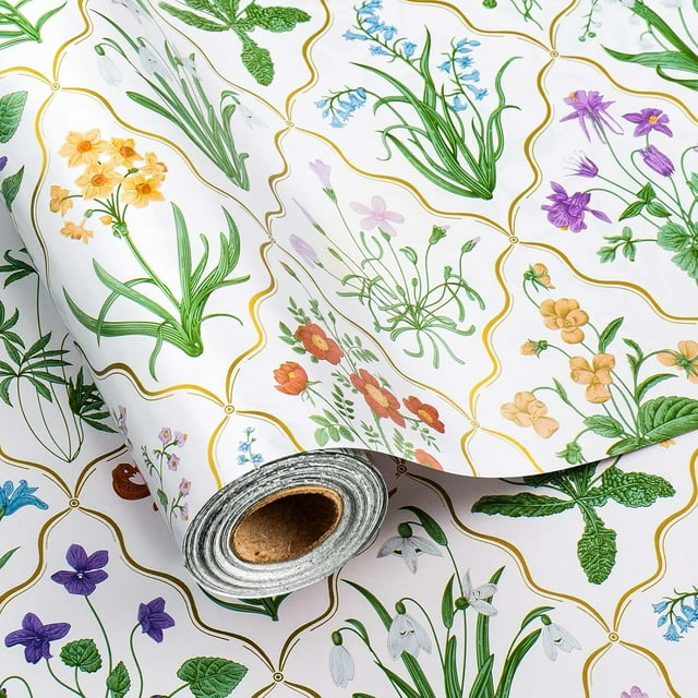 HOMERAL Colorful Flowers Wrapping Paper, 17 Inches x 32.8 Feet Foil ...