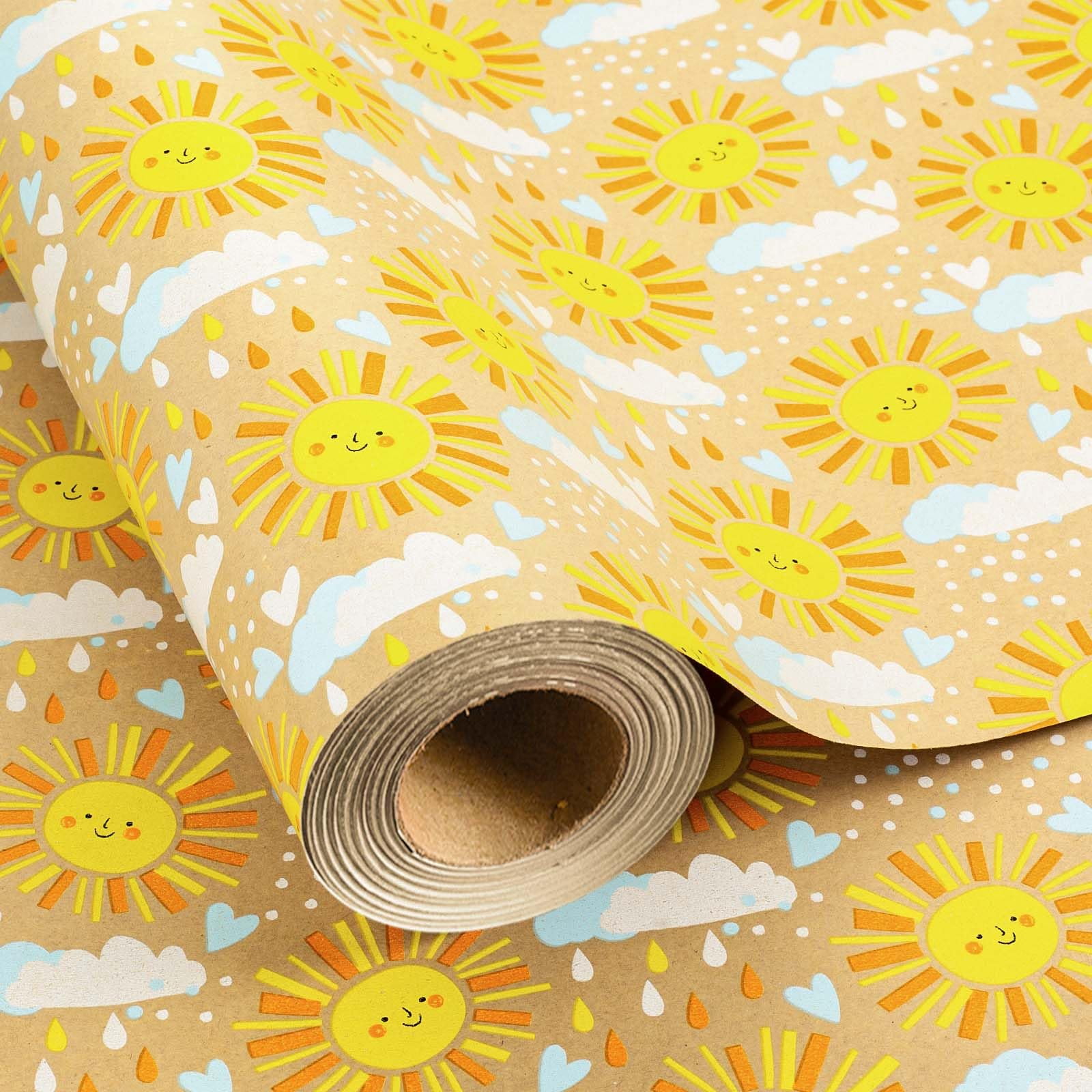 HOMERAL Kraft Baby Shower Wrapping Paper, Recyclable Sunshine, Cloud ...