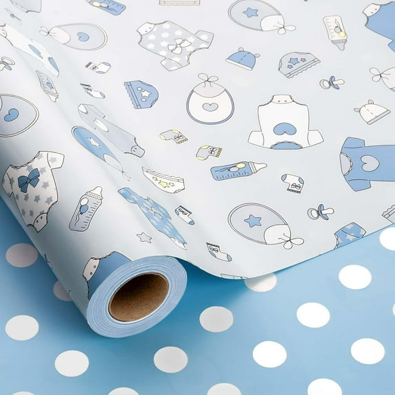 HOMERAL Newborn Baby Wrapping Paper Roll - 17Inch x 33Feet - Cute Baby ...