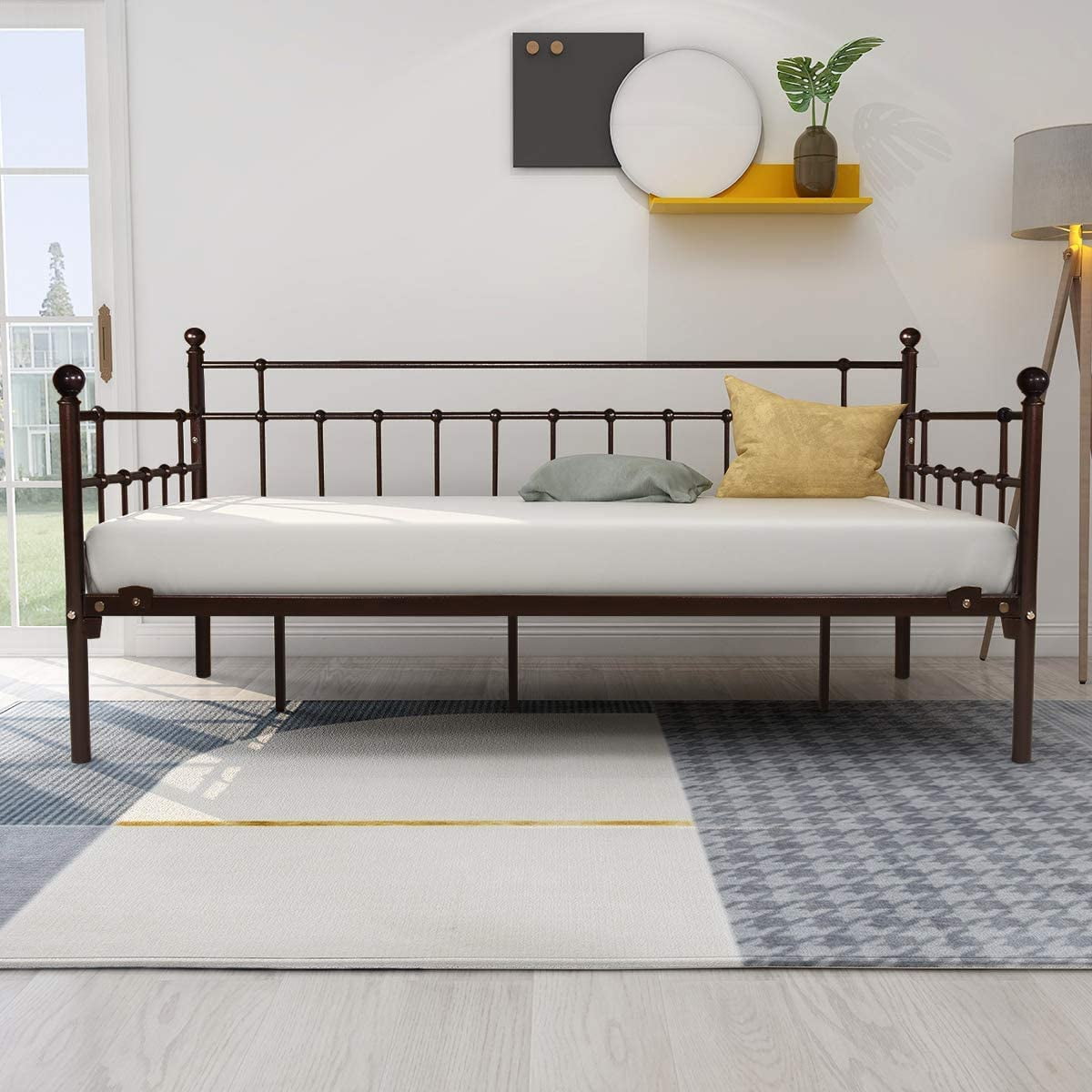 HOMERECOMMEND Metal Daybed Frame Twin Steel Slats Platform Base Box ...