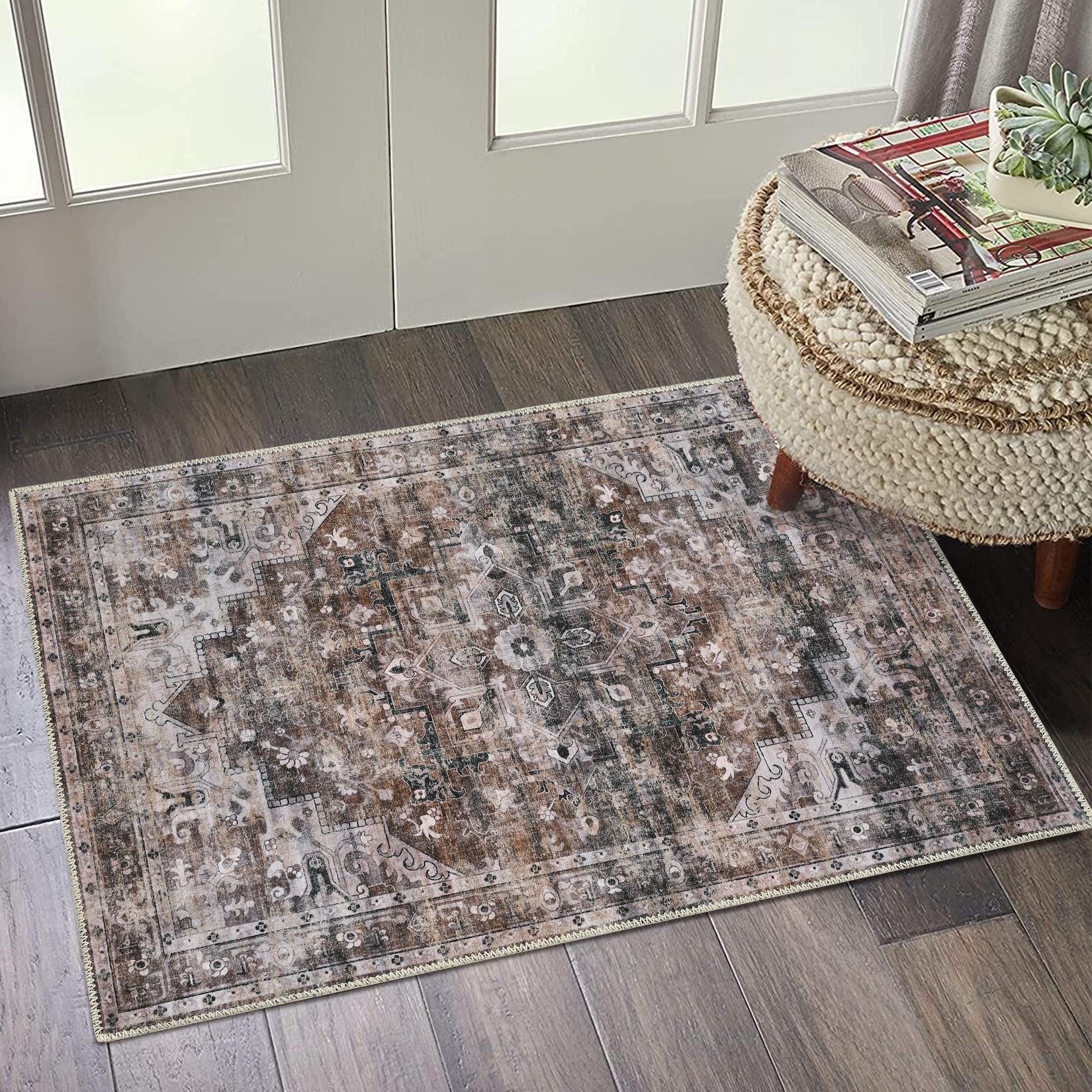 HOMERRY 2' x 3' Entryway Area Rug for Living Room Floral Geometric ...