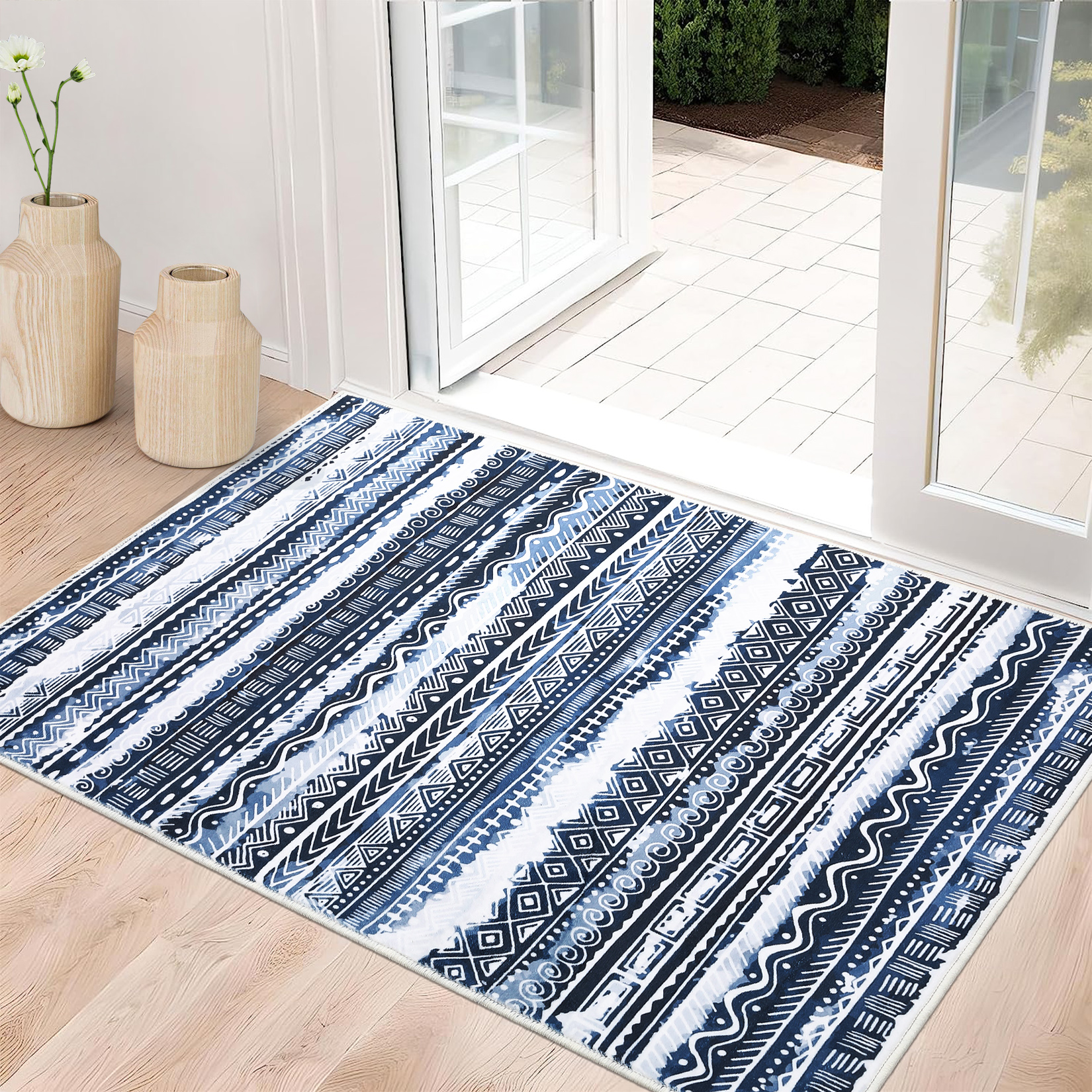 HOMERRY 2' x 3' Entryway Rug for Living Room Distressed Boho Geometric ...
