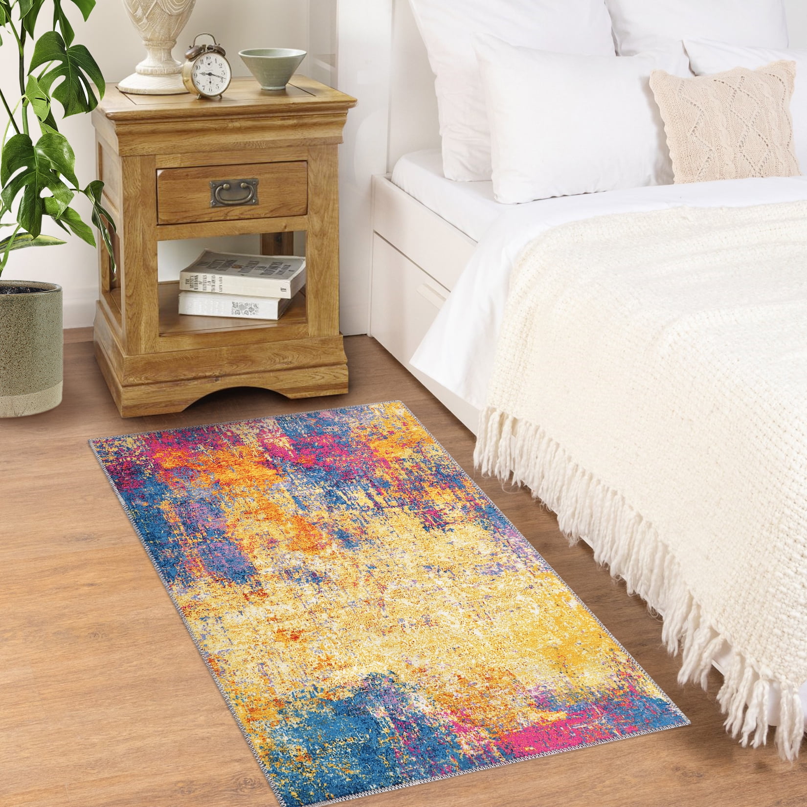 HOMERRY 2' x 3' Small Washable Rugs Modern Area Rug Abstract Rainbow ...