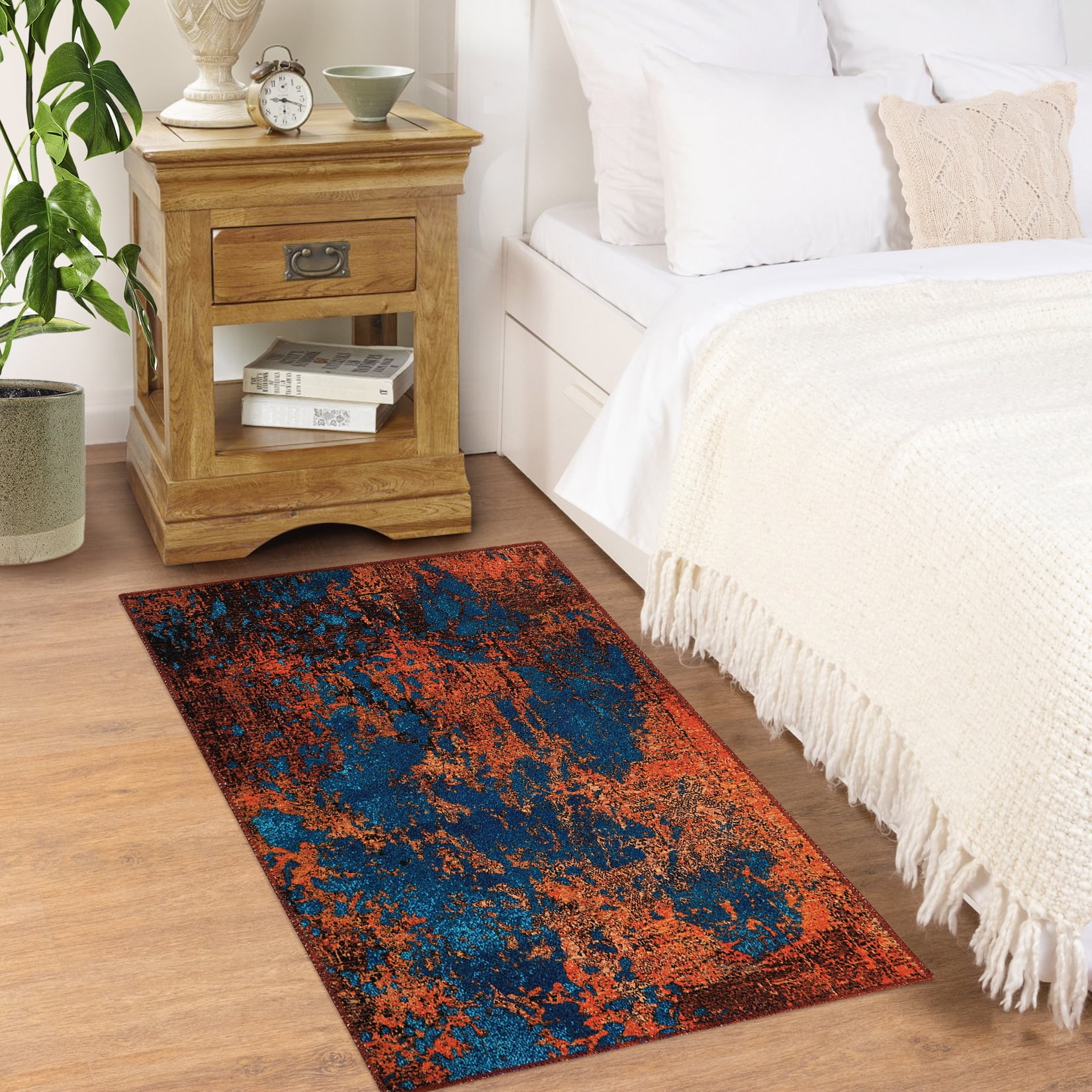 HOMERRY 2' x 3' Small Washable Rugs Modern Area Rug Abstract Red/Blue ...