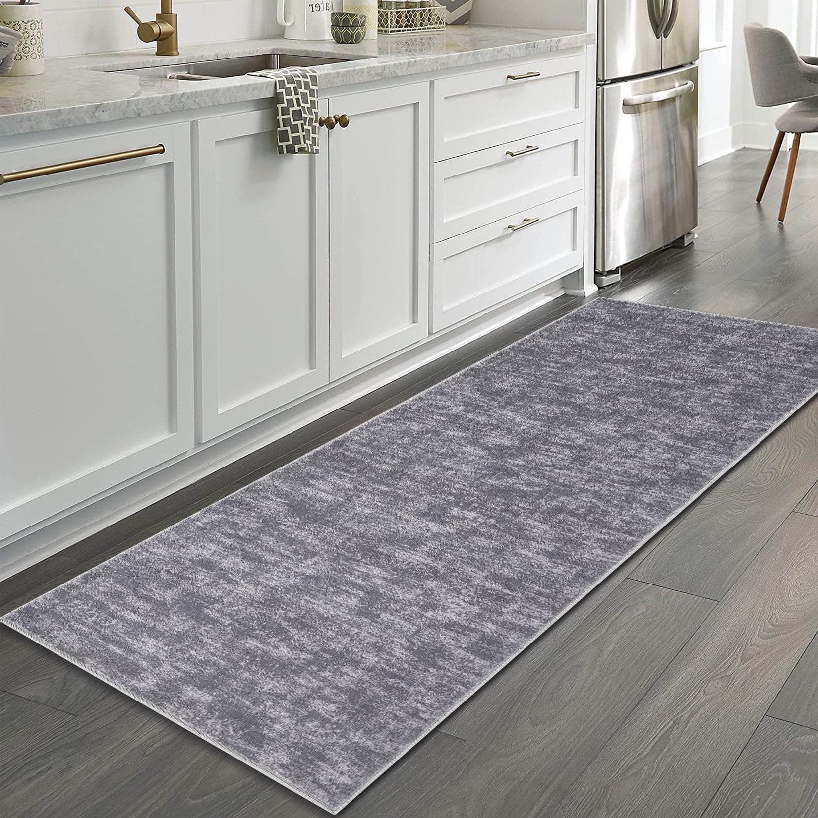 HOMERRY 2' x 6' Runner Rug Solid Washable Rugs Runners for Hallways Non Slip Kitchen Mat with ...