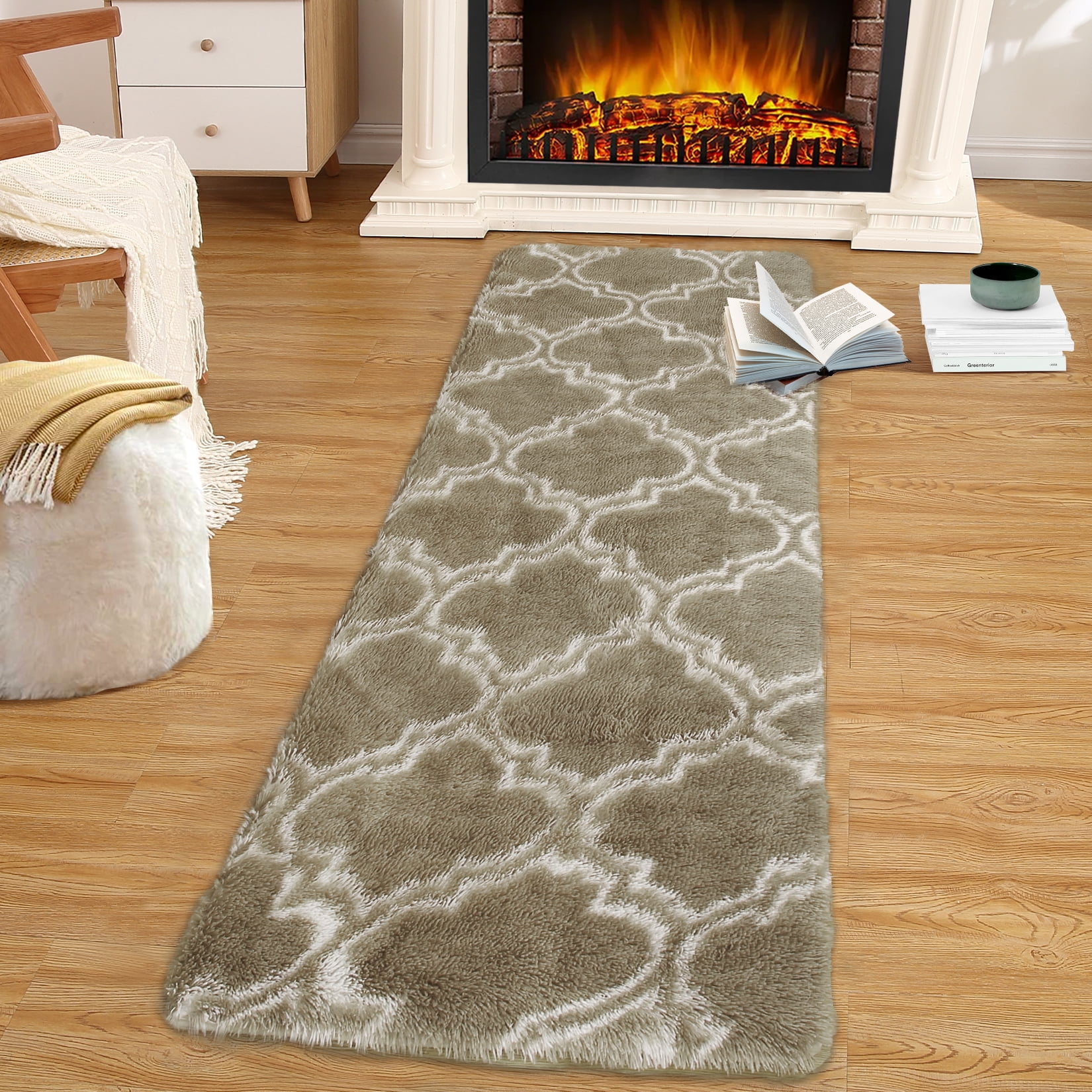 HOMERRY 2' x 8' Fluffy Runner for Living Room Boho Moroccan Runner Rug ...