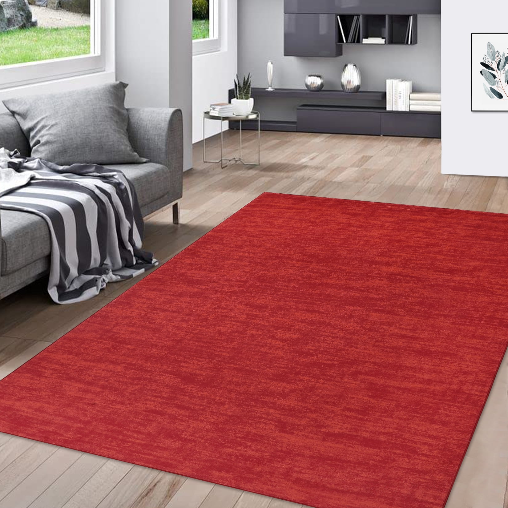 HOMERRY 3' x 5' Area Rug for Living Room Machine Red Washable Rugs ...