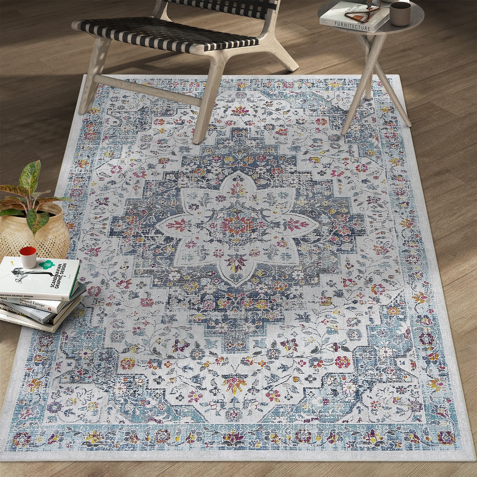 HOMERRY 3x5 Washable Entryway Rug for Living Room, Vintage Persian Area ...