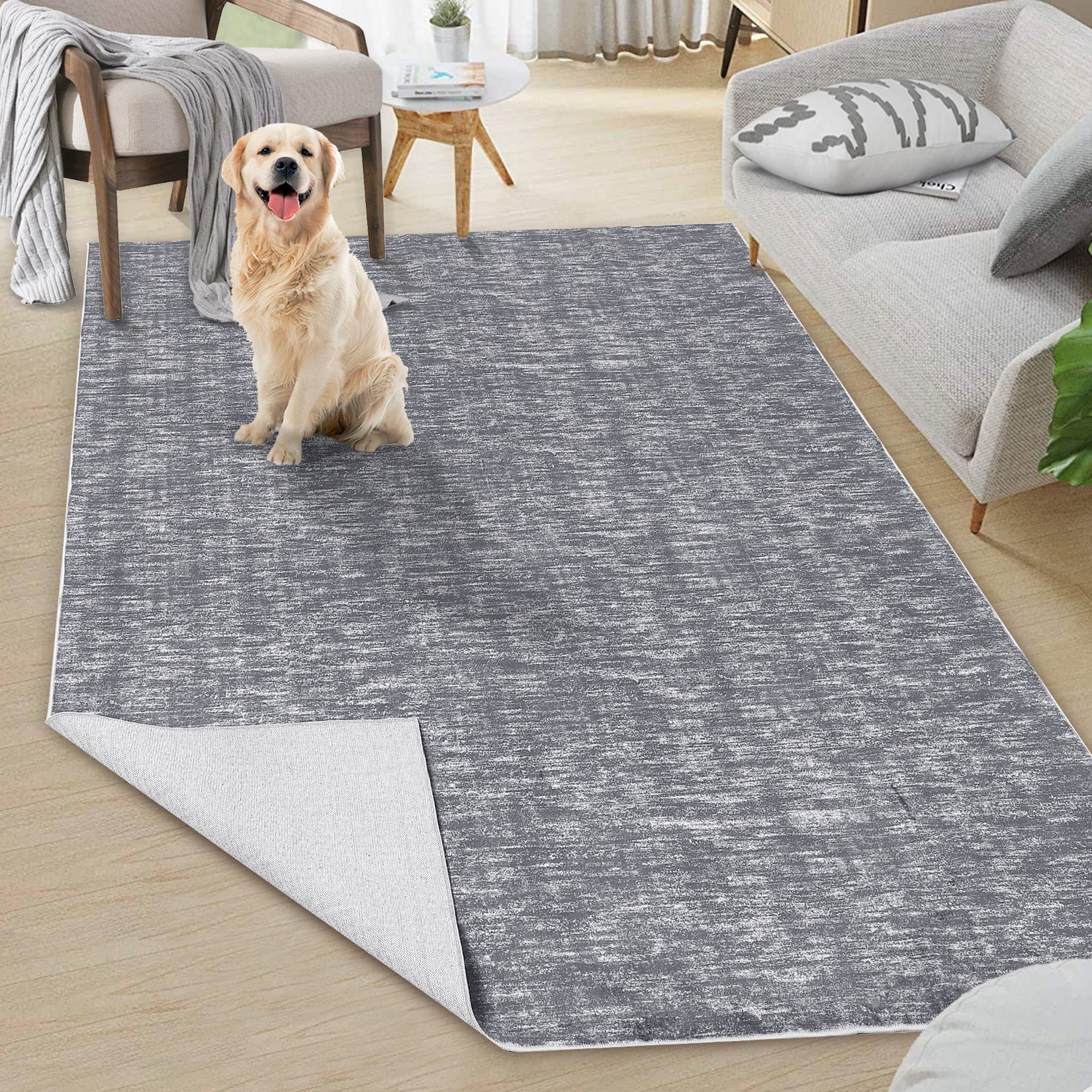HOMERRY 4' x 6' Area Rug for Living Room Machine Gray Washable Rugs ...