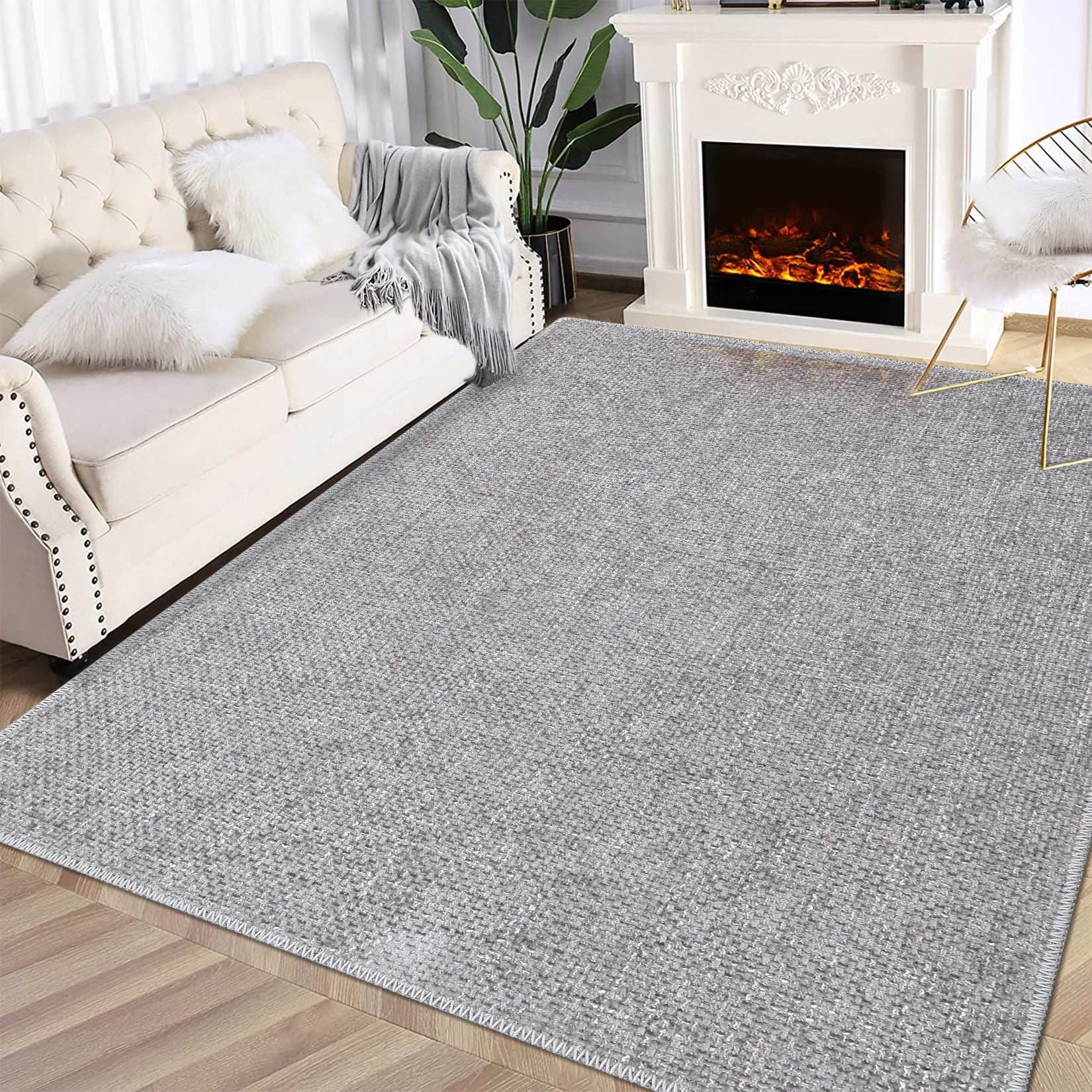 HOMERRY 4' x 6' Area Rugs for Living Room Washable Solid Rug Stain ...