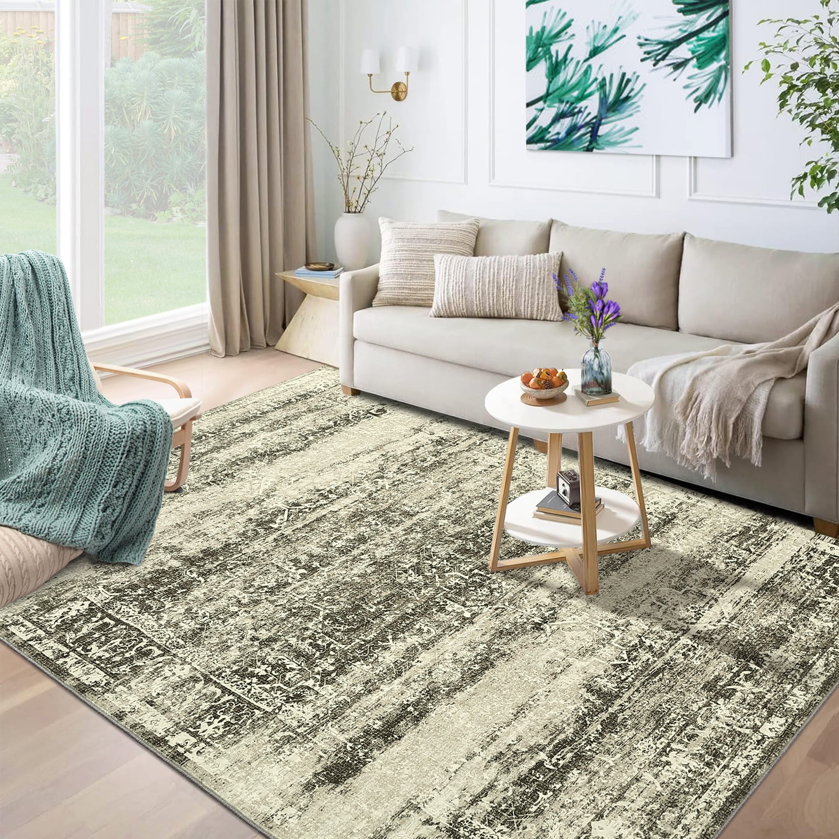 HOMERRY 5' x 7' Area Rug for Living Room Boho Vintage Rug Non Slip ...