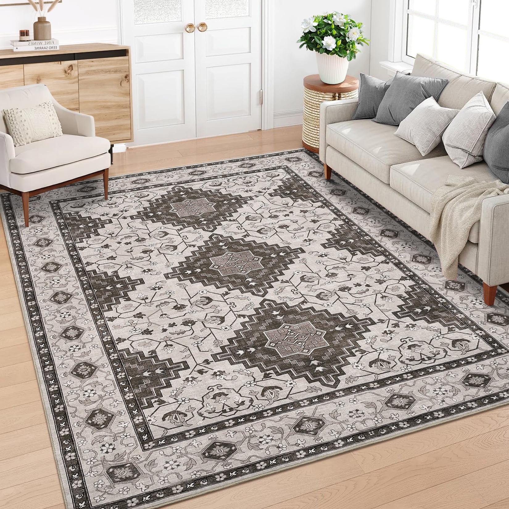 HOMERRY 5' x 7' Area Rug for Living Room Boho Vintage Rug Non Slip ...