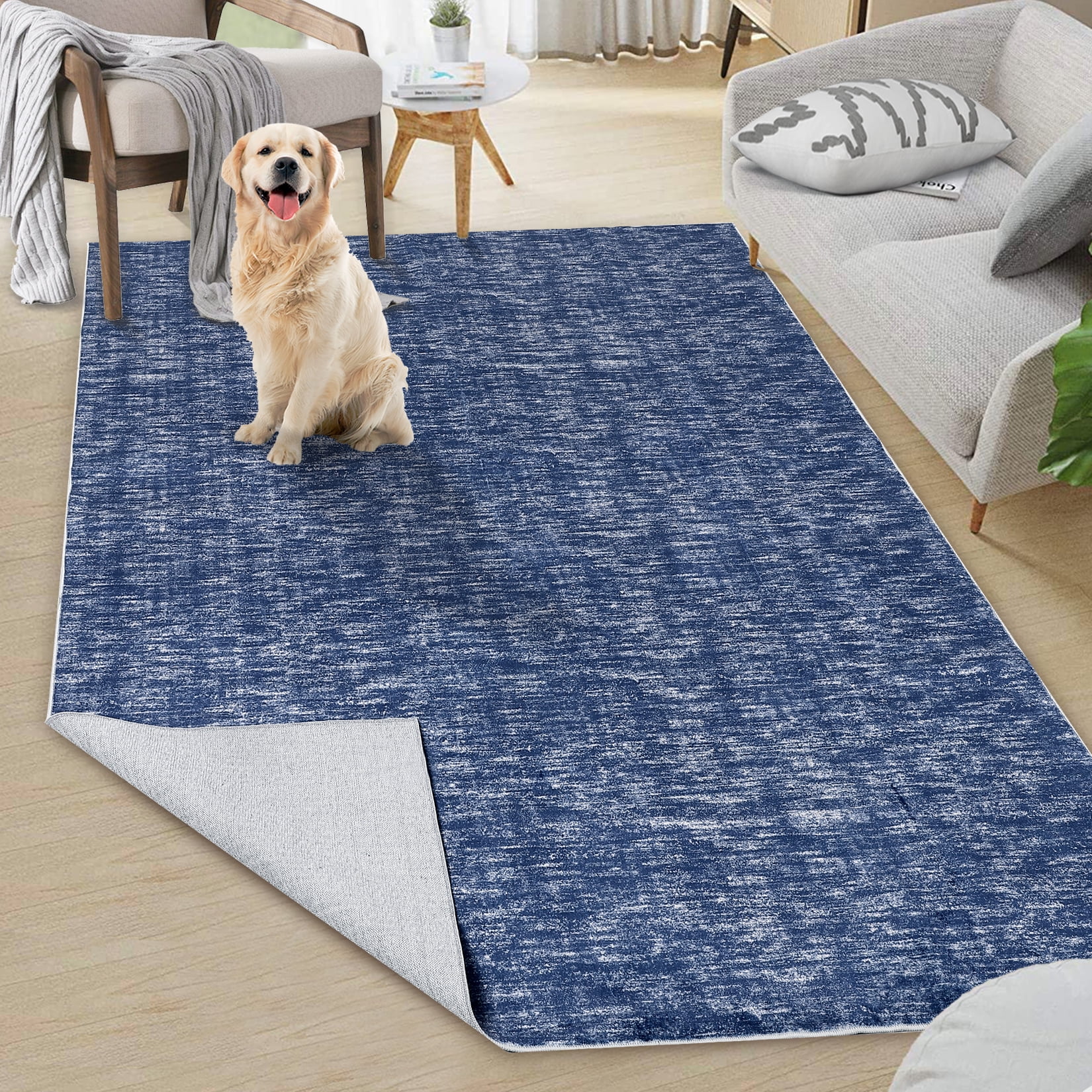 HOMERRY 5' x 7' Area Rug for Living Room Machine Blue Washable Rugs ...