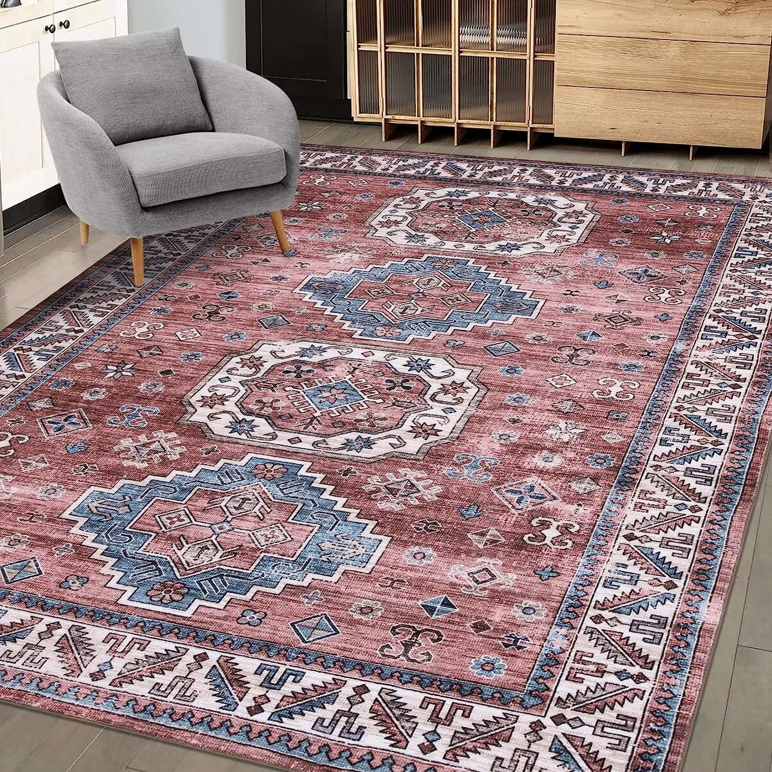 HOMERRY 5' x 7' Area Rug for Living Room Oriental Area Rug Medallion ...