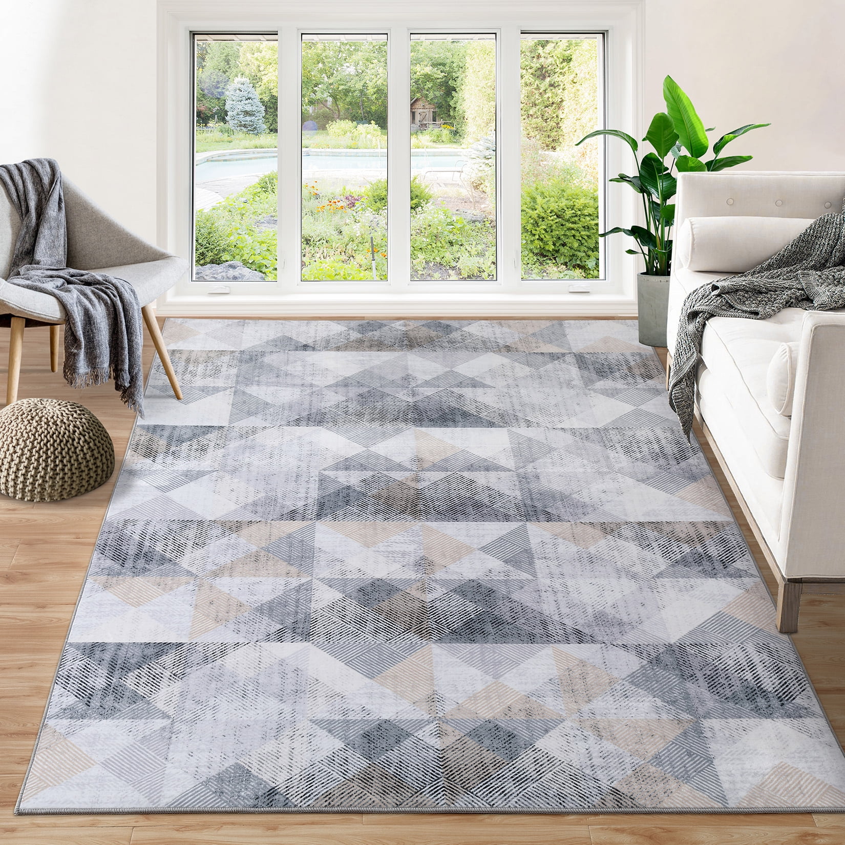 HOMERRY 5'x 8' Diamond Pattern Area Rugs Vintage Geometric Area Rugs ...
